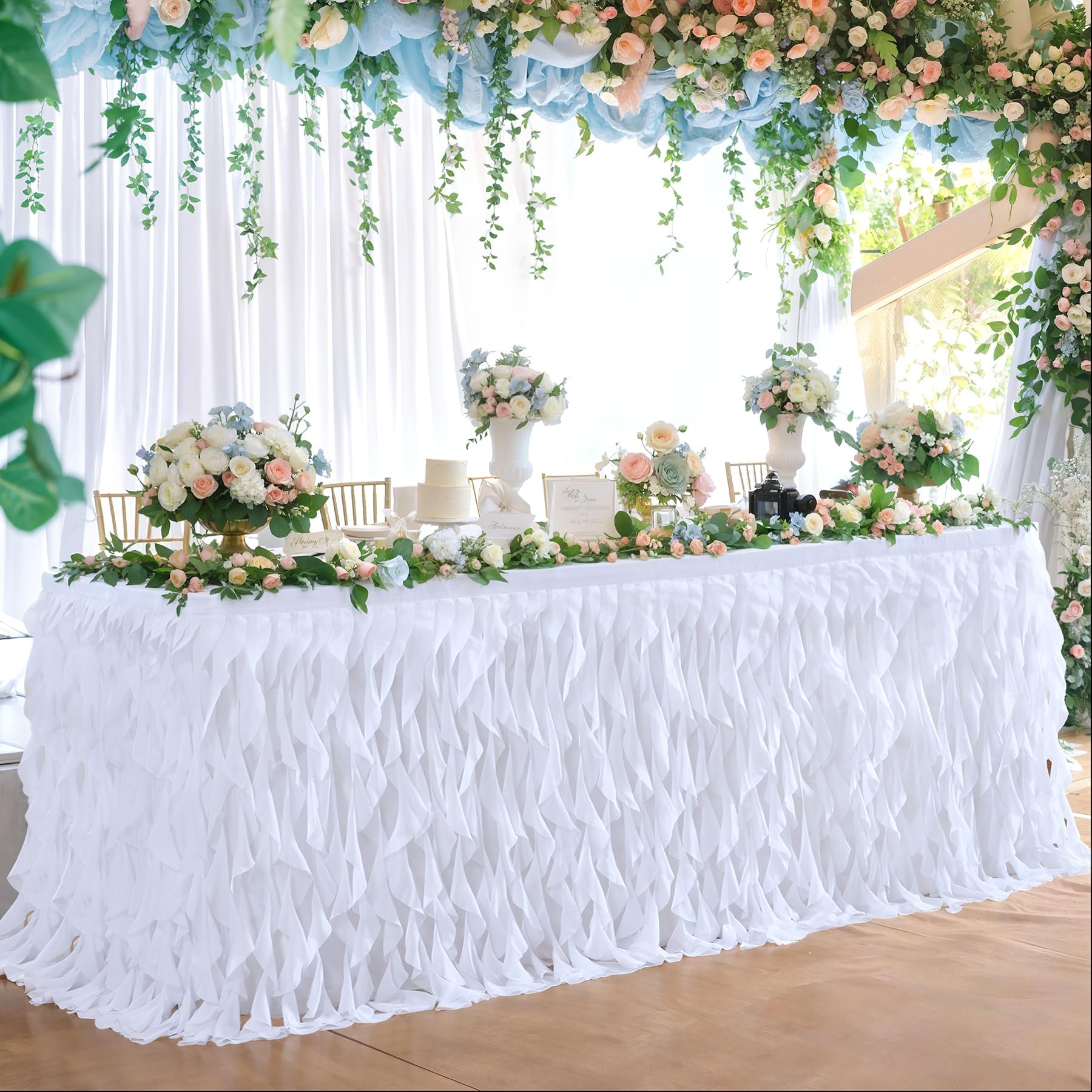 Amazon.com: Dusty Rose Table Skirt 9ft Tulle Wedding Table Skirt with ...