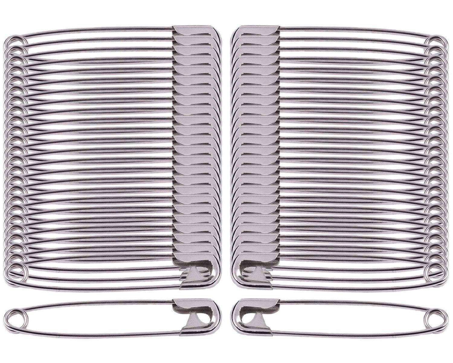 Safety Pins, 45mm Strong and Heavy Duty Nickel Plated Safety Pin ...