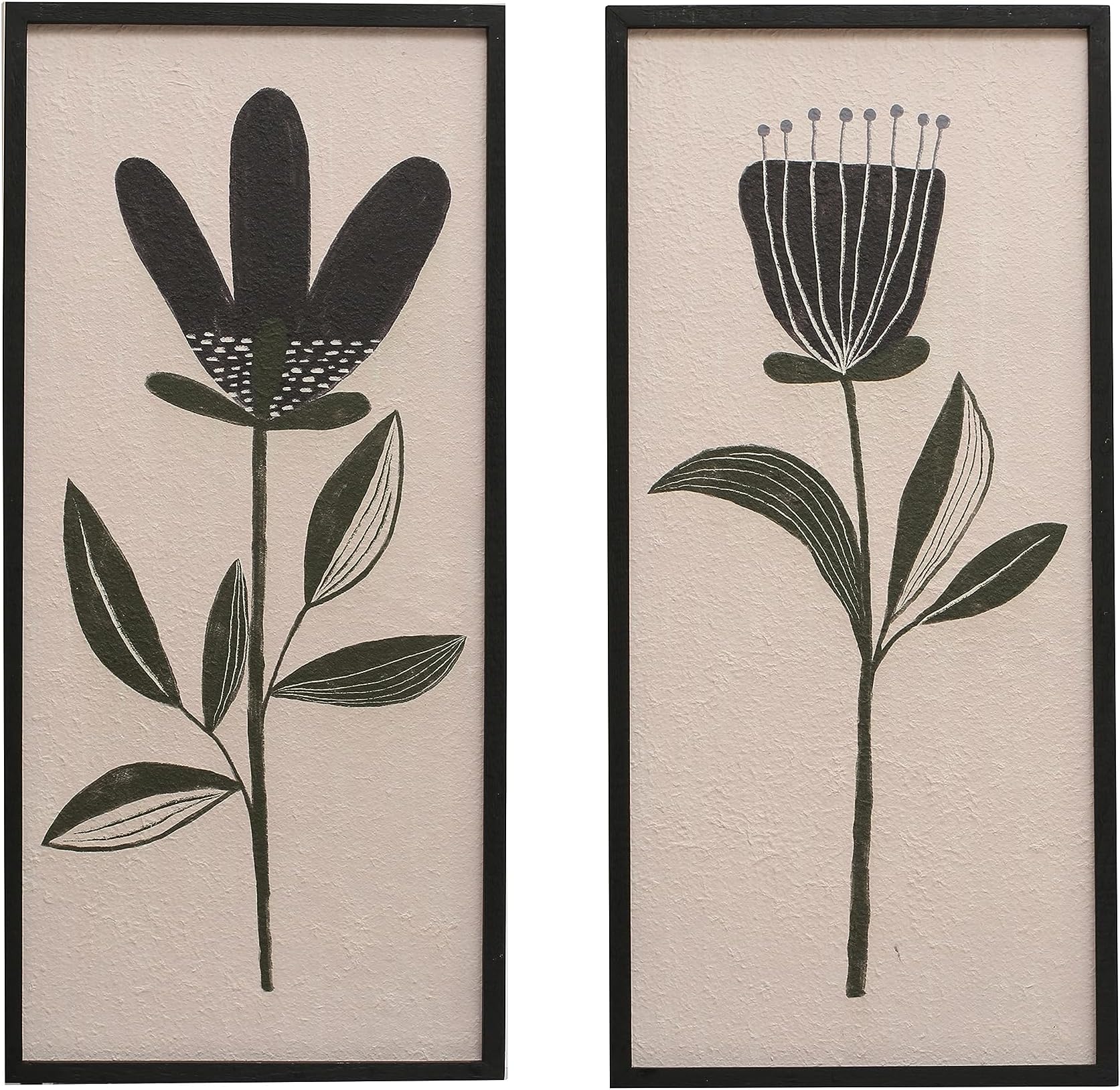 Amazon.com: Creative Co-Op 30 Inches Wood Framed Textured Flower Prints ...