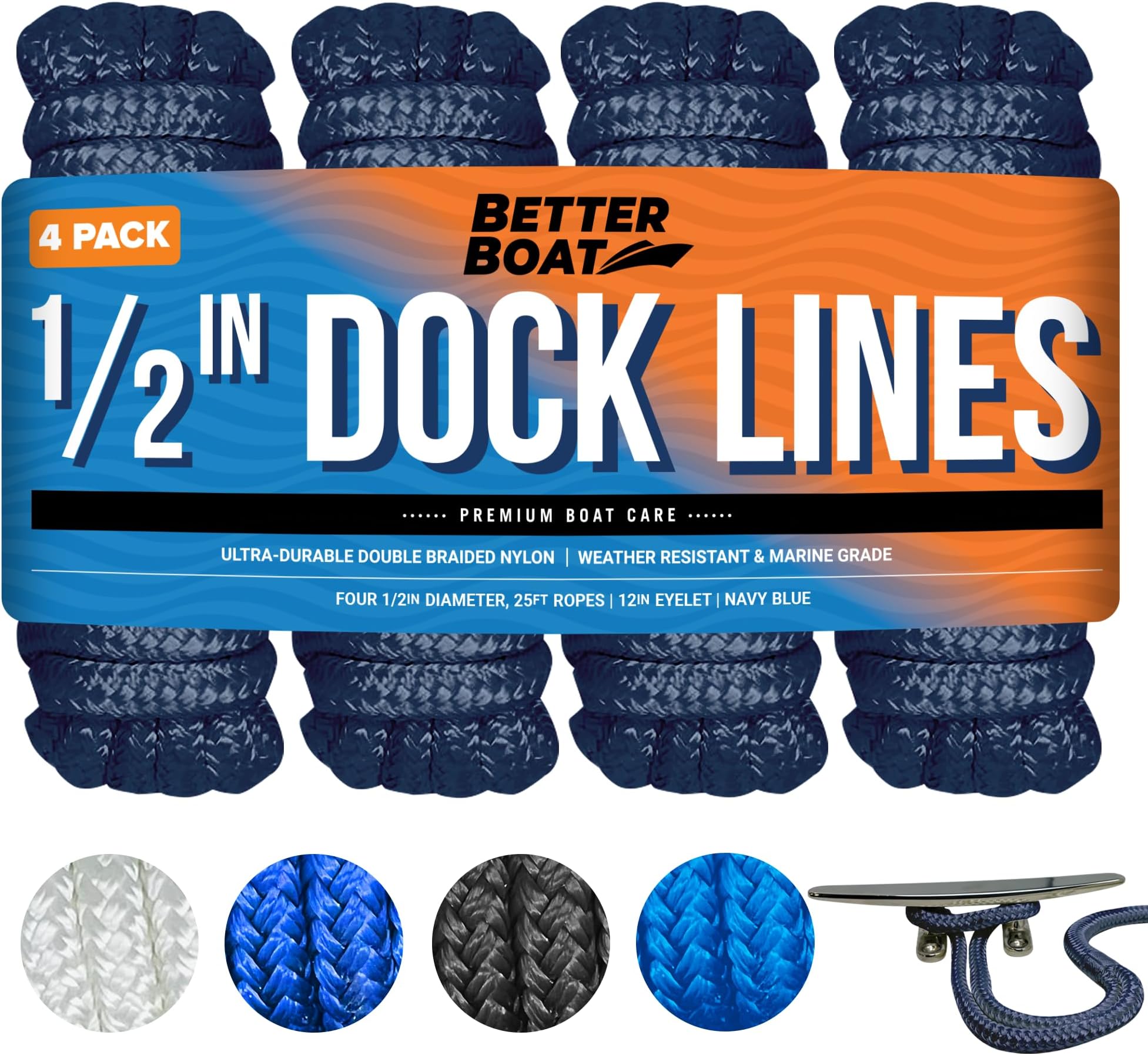 Amazon.com: INNOCEDEAR 4 Pack 1/2” X 15’ Dock Lines|Marine-Grade Double ...