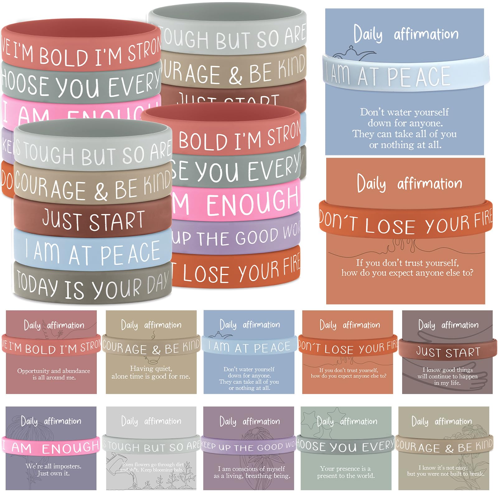 Amazon.com : Remuuly 30 Pcs Mental Health Awareness Bracelets Positive ...