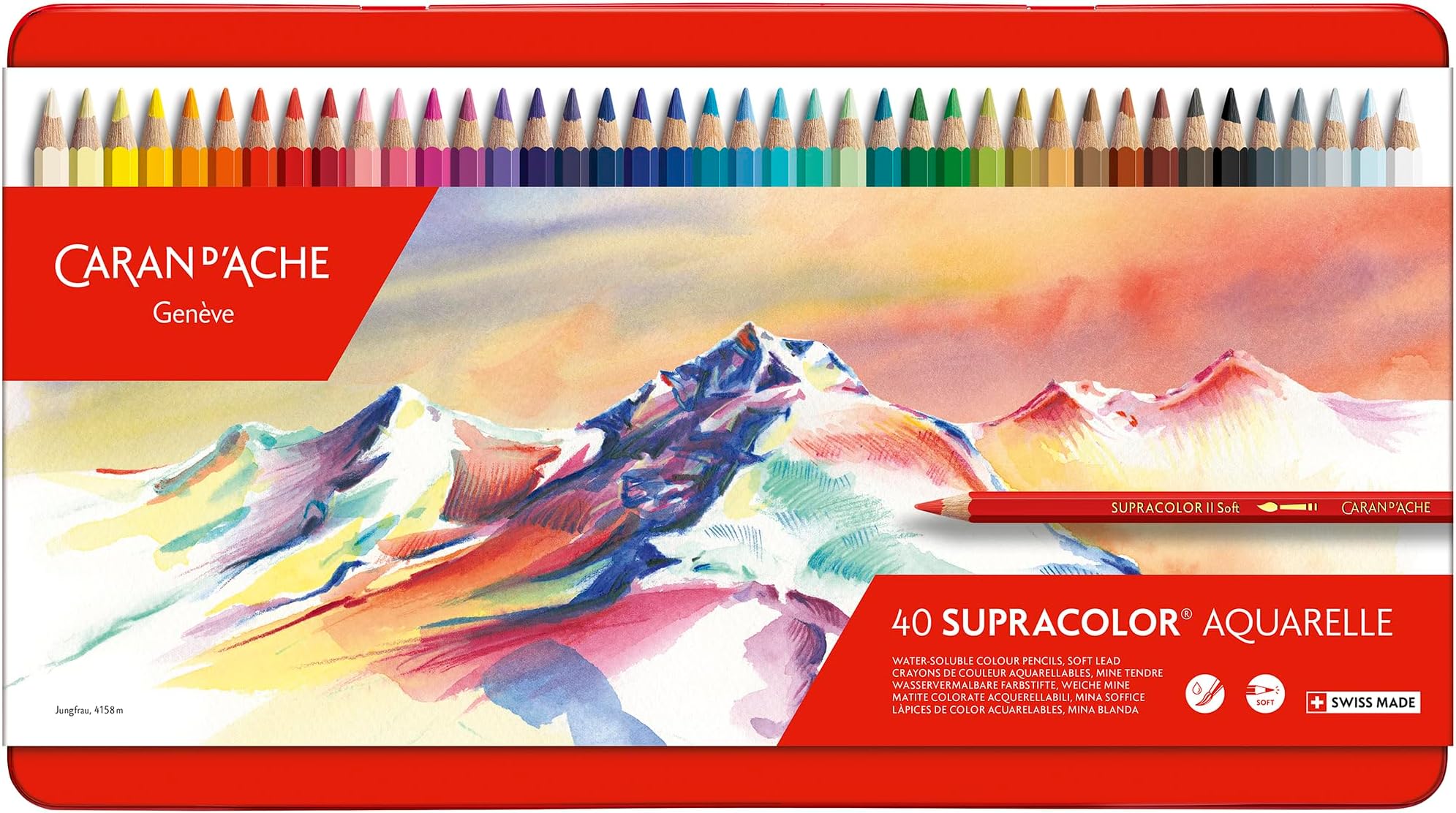 Caran D'Ache Lápis de Cor Aquarelável Supracolor 40 Cores, 40 Cores ...