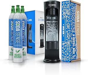 Amazon.com: Soda Sense SENSEation Sparkling Water Maker Bundle, Includes Machine, 3 Threaded CO2 ...