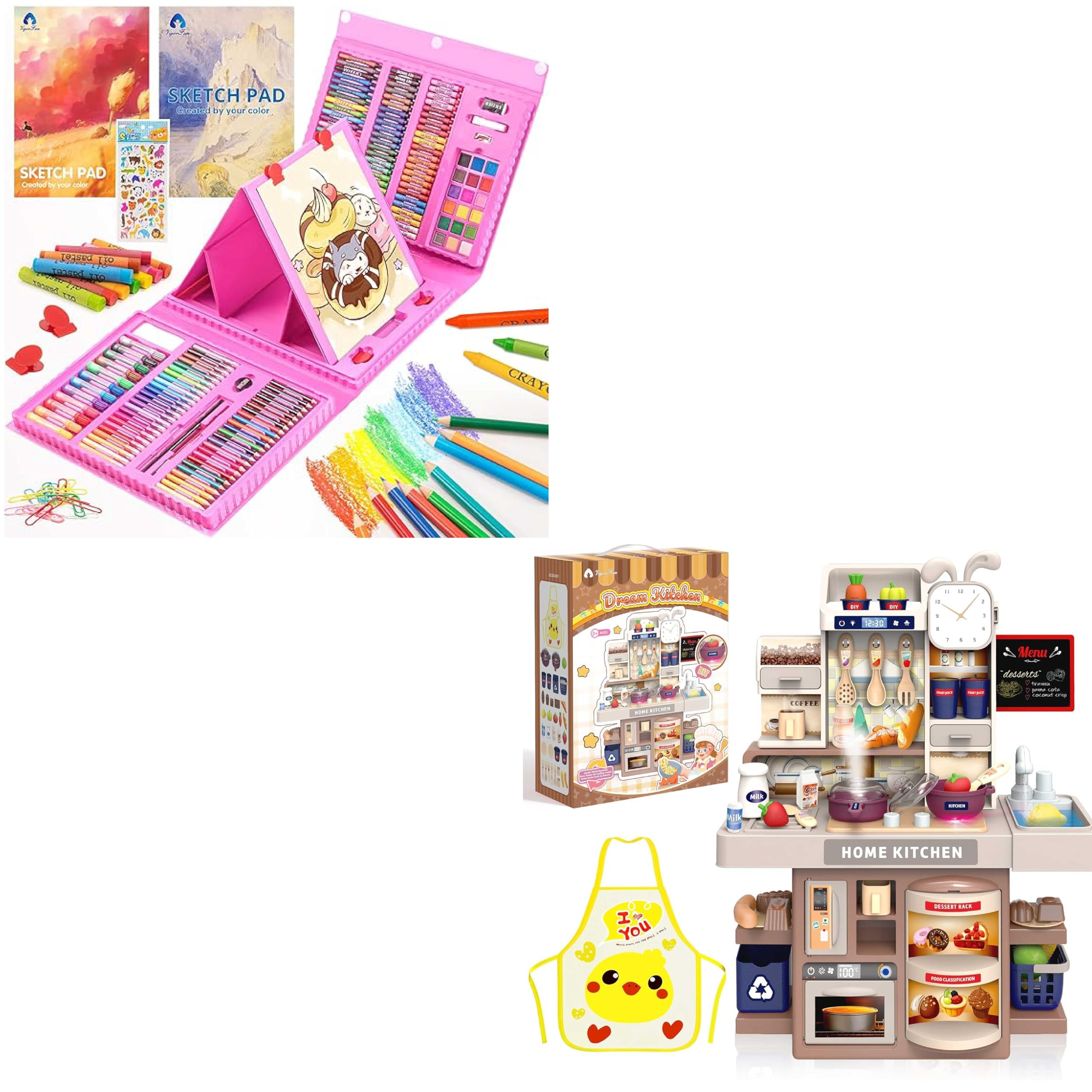 Amazon.com: VigorFun 240-Piece Drawing Art Kit (Pink) & Mini Kids ...
