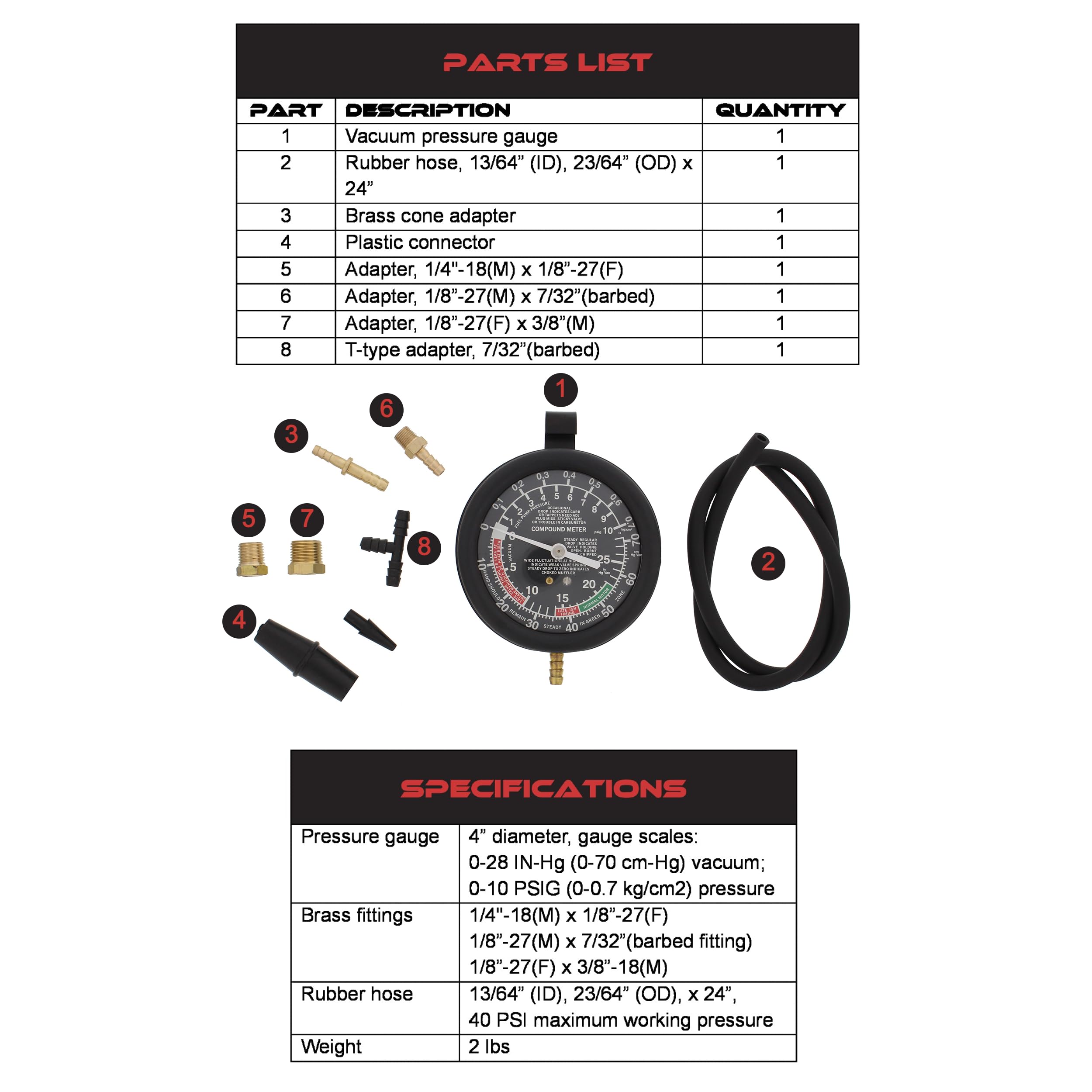 Snapklik.com : ABN Car Vacuum And Fuel Pump Tester Gauge Kit Fuel Pump ...