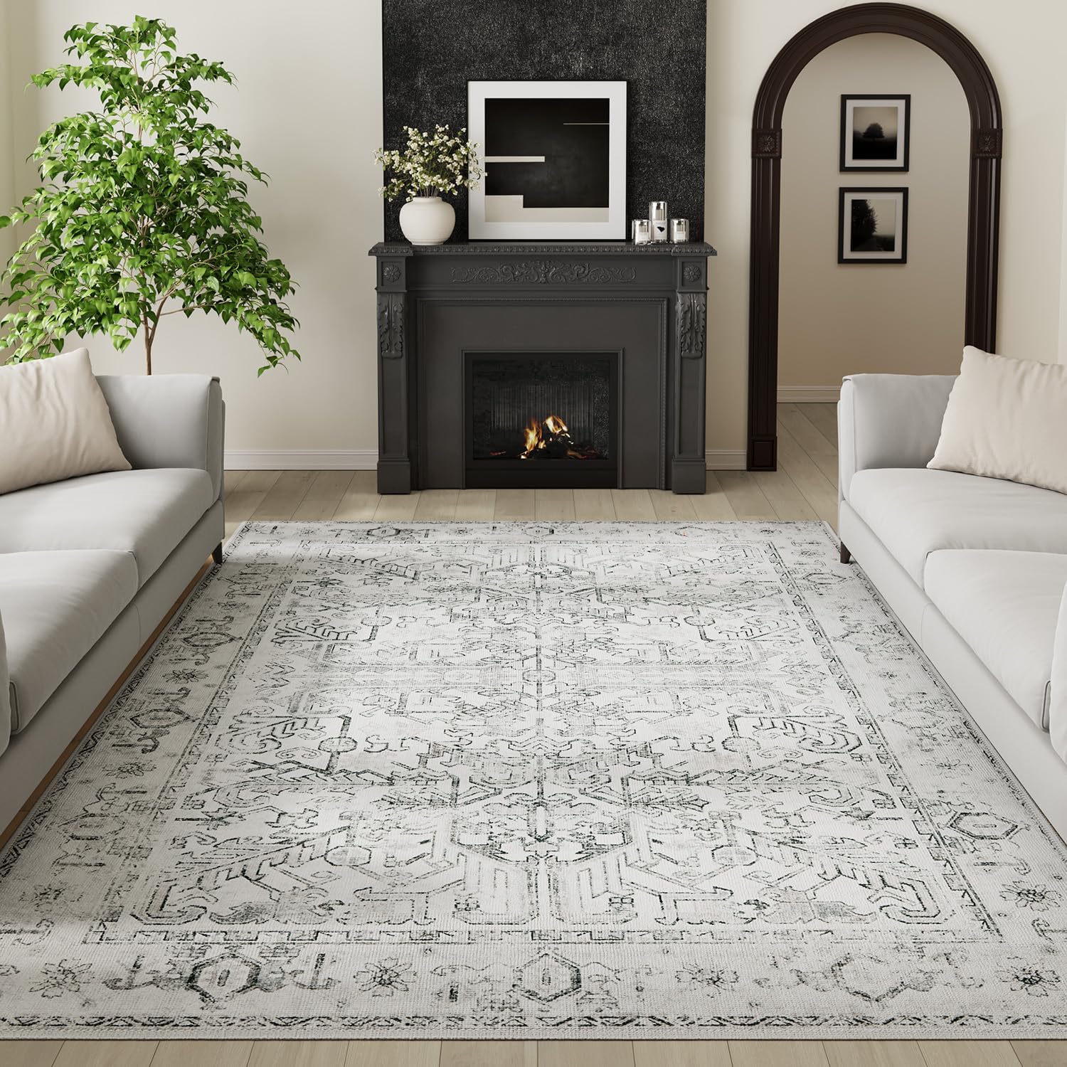 Amazon.com: 10x12 Area Rug Living Room: Washable Large Abstract Modern ...