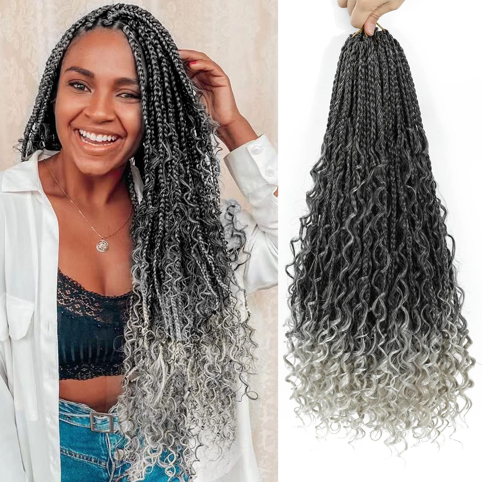Amazon.com : Goddess Box Braids Crochet Hair For Black Women 18 Inch 8 ...