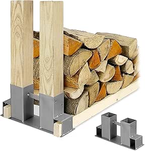 Relaxdays Wood Stacking Aid Set of 2, for Firewood, Flexible Log Rack ...