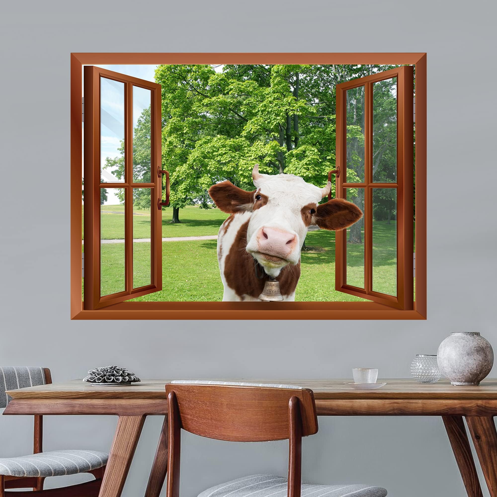 Amazon.com: SUPERDANT Colorful Farm Horse Wall Decals 3D Window View ...