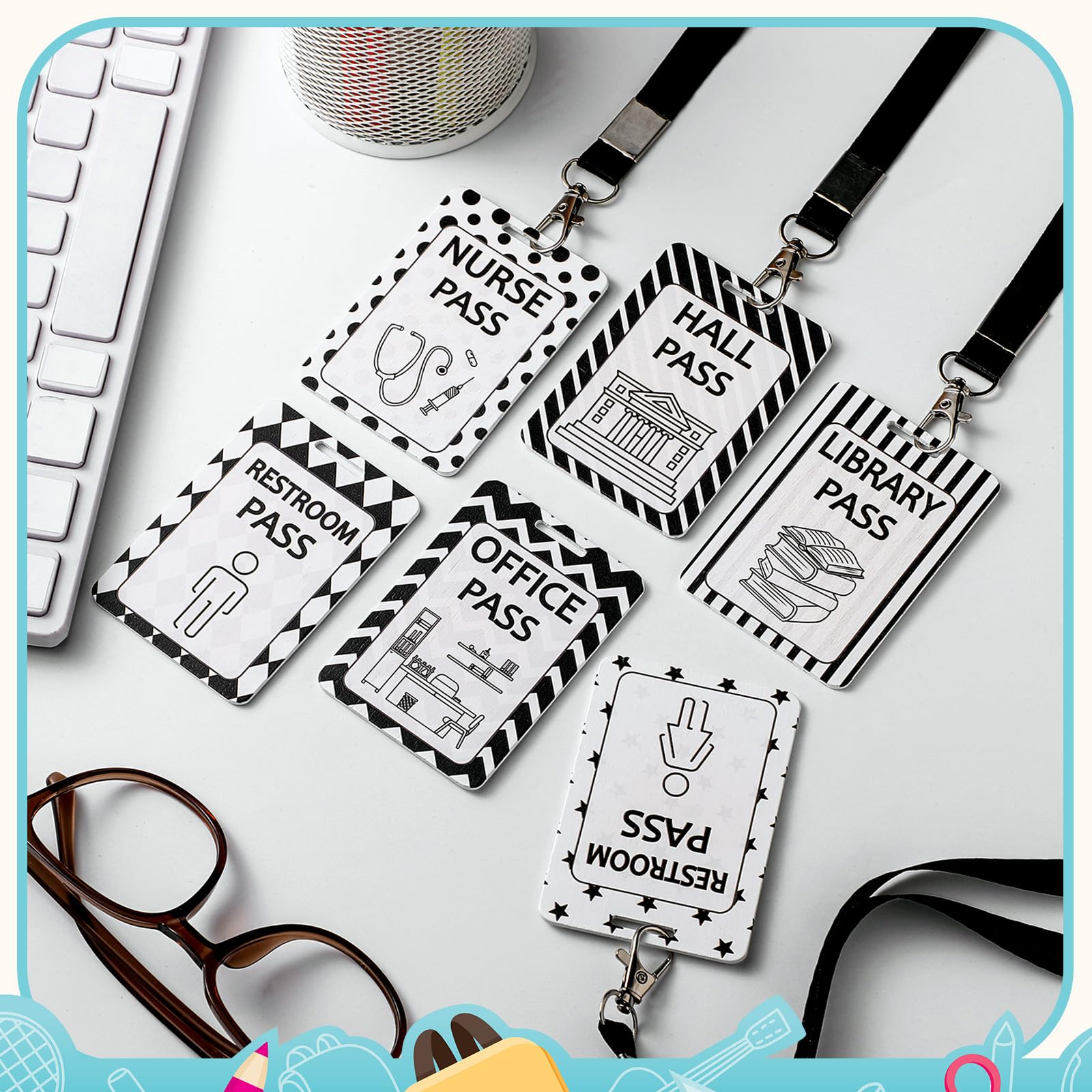 Snapklik.com : Sabary 6 Sets Hall Pass Lanyards And School Passes Set ...