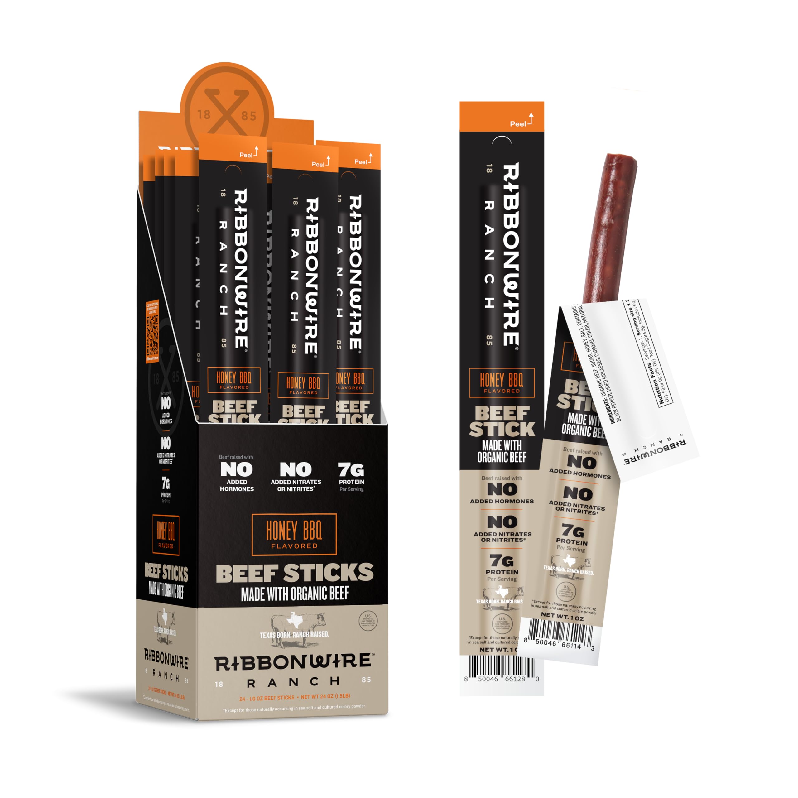 Amazon.com: Ribbonwire Ranch Beef Jerky Snack Sticks - Made with ...