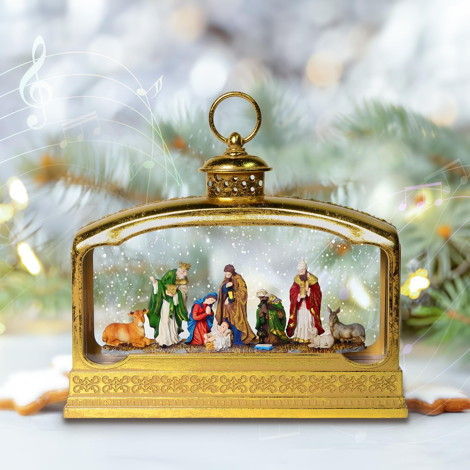 Amazon.com: Christmas Snow Globes, 11.4" Nativity Glitter Water Lantern ...