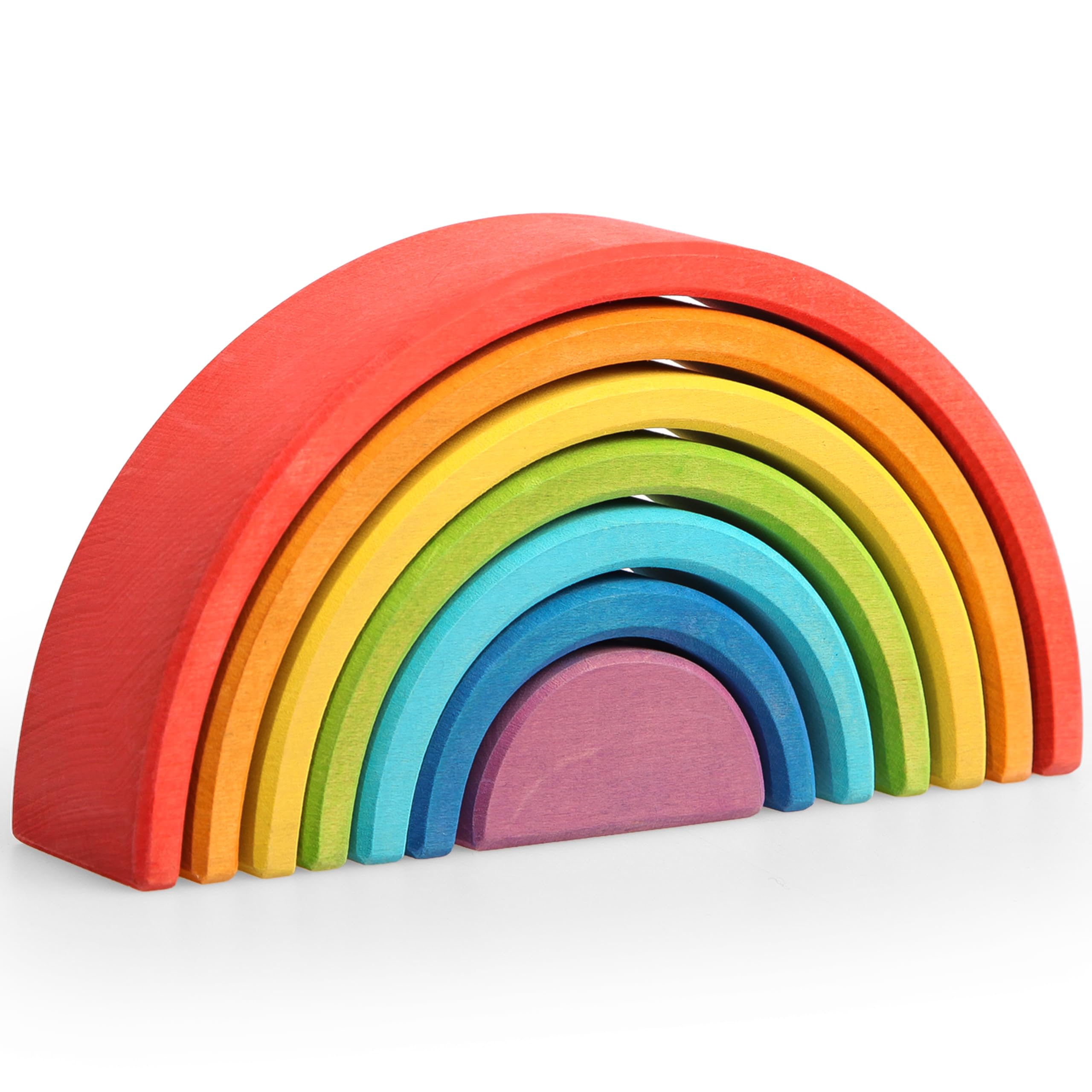 Amazon.com: AVDAR 7Pcs Wooden Rainbow Stacker Toy, Wooden Rainbow ...