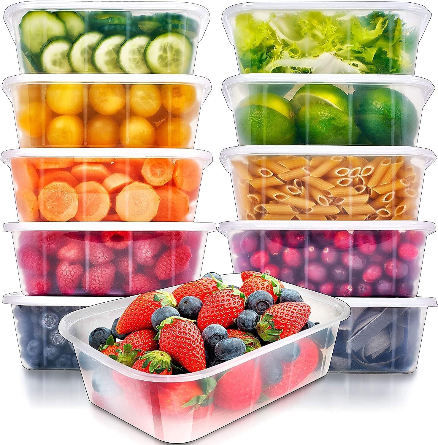 Premium Plastic Containers Microwave Meal Prep & Save Food Flexible BPA ...