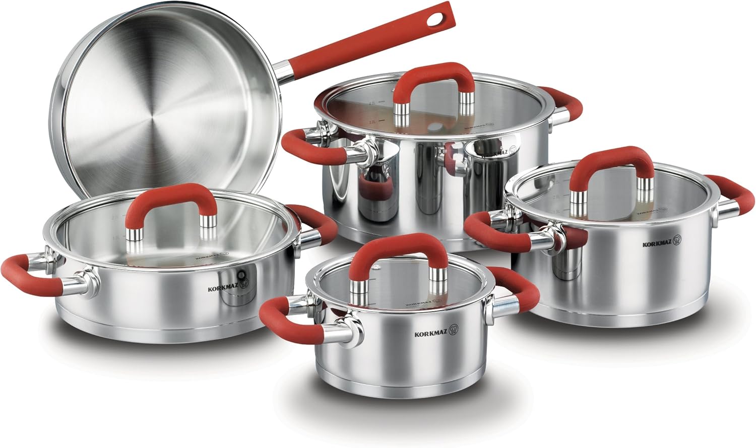 Korkmaz Silvia 9 Piece Cookware Set, Red : Amazon.ca: Home