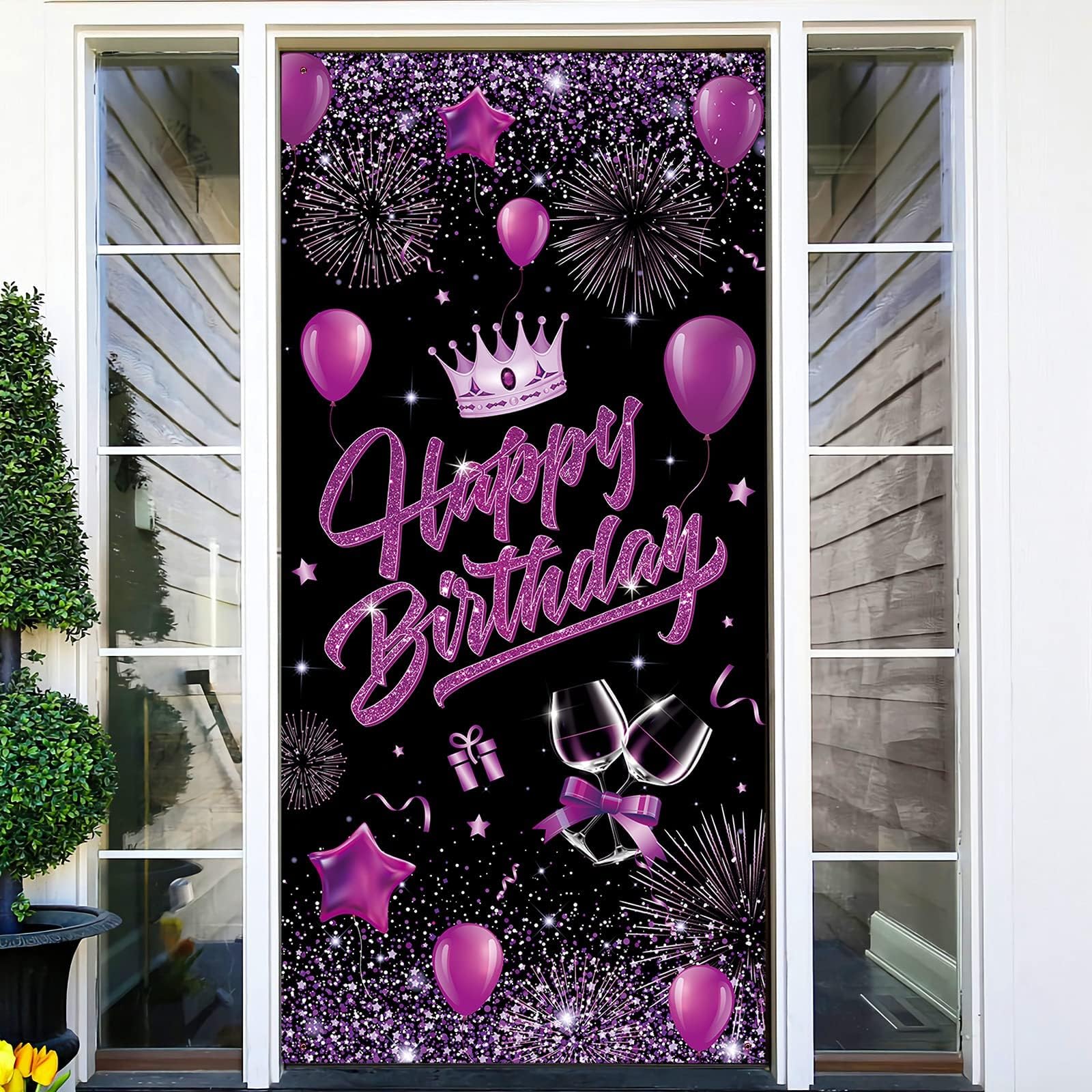 Amazon.com: HOWAF Hawaiian Birthday Door Banner Aloha Luau Party ...