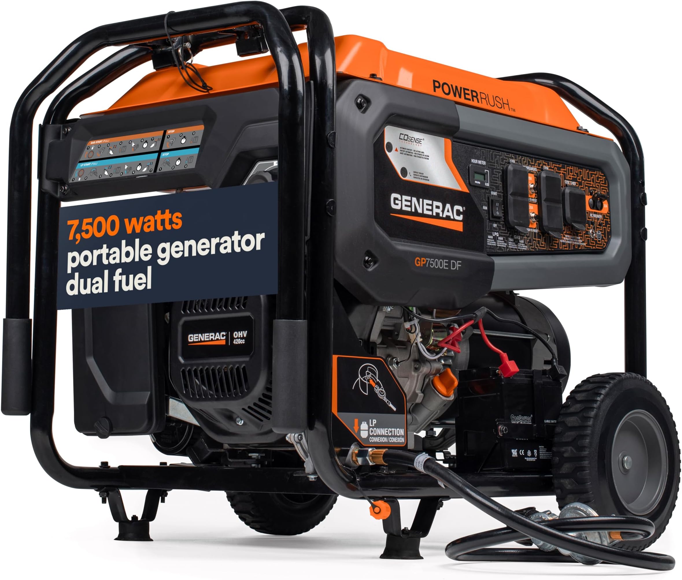 Amazon.com : Generac 8011 GP7500E 7,500-Watt Dual-Fuel Compatible ...