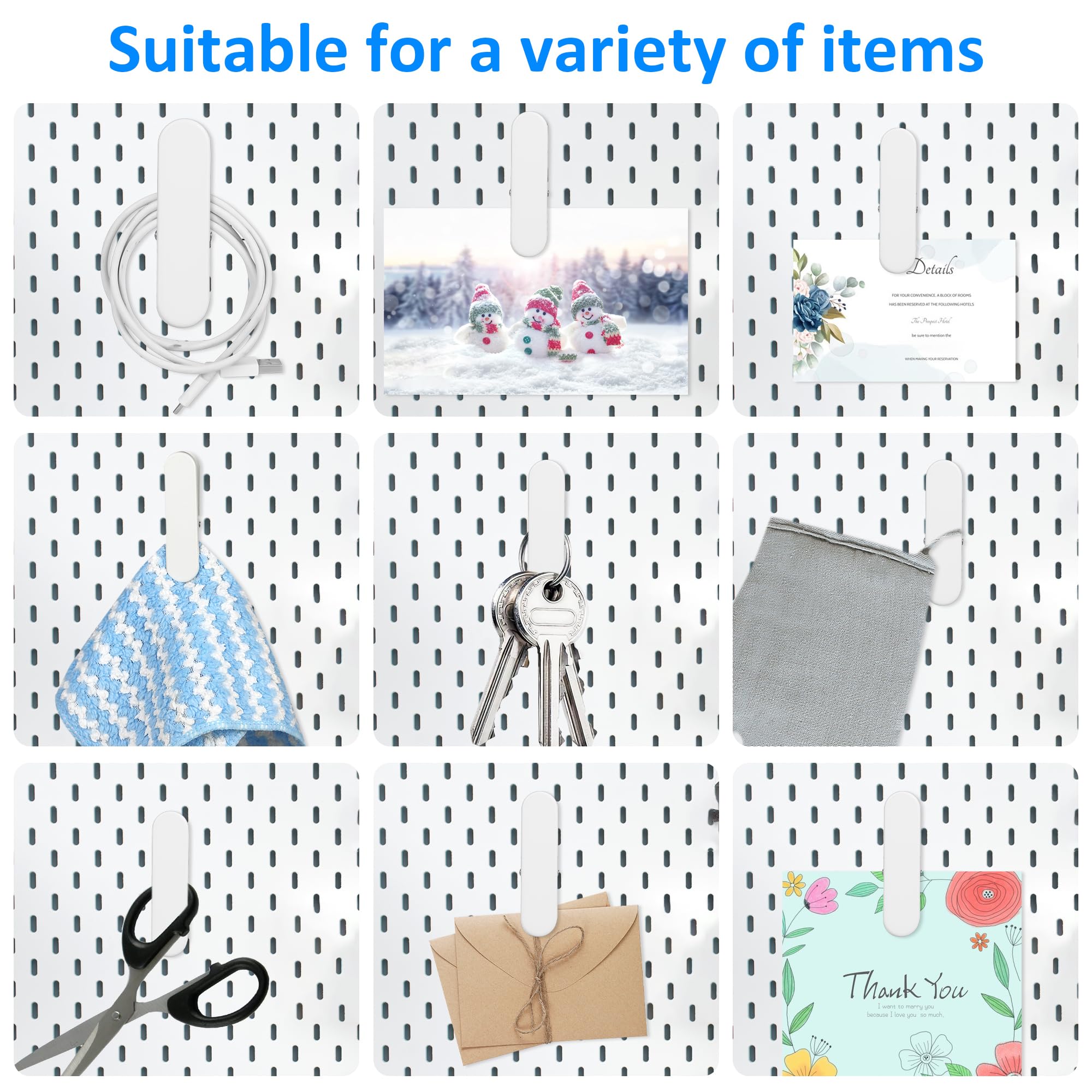Snapklik.com : Akamino 20 White Pegboard Clips - Pegboard Accessories ...
