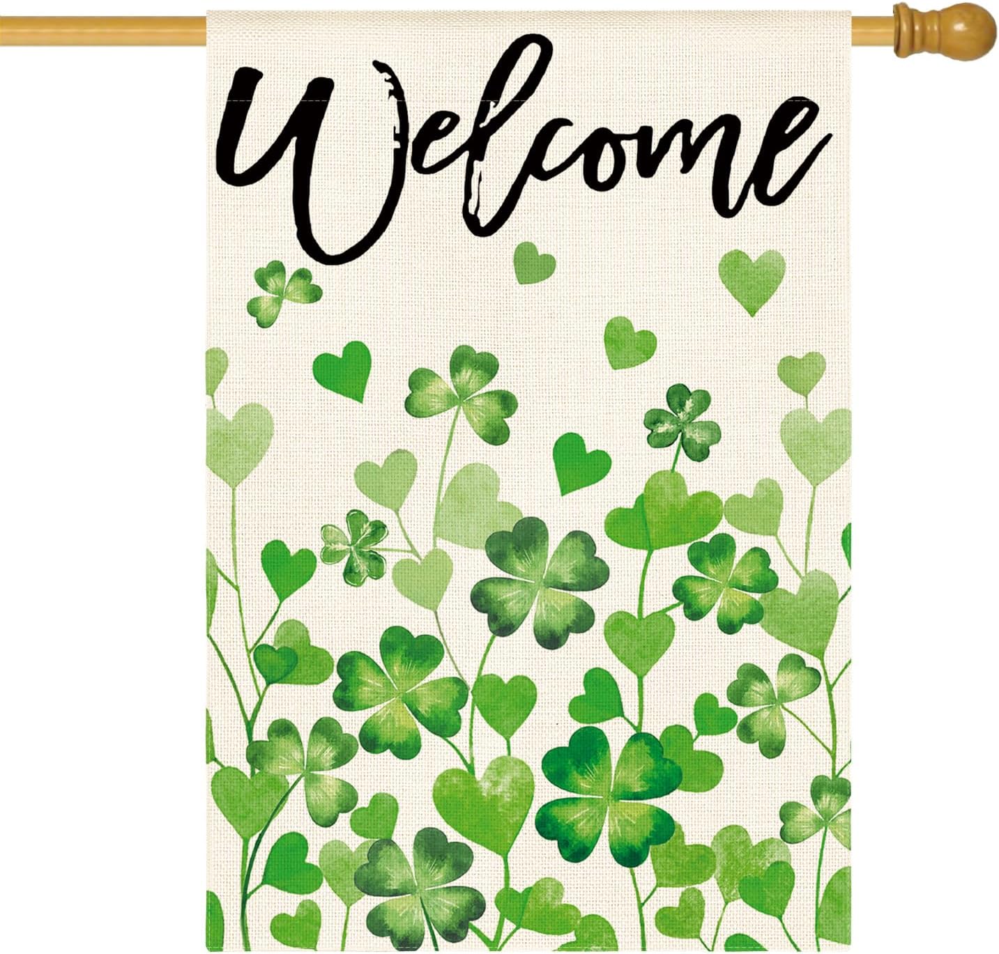 Amazon.com : AVOIN colorlife St Patricks Day Welcome House Flag 28x40 ...