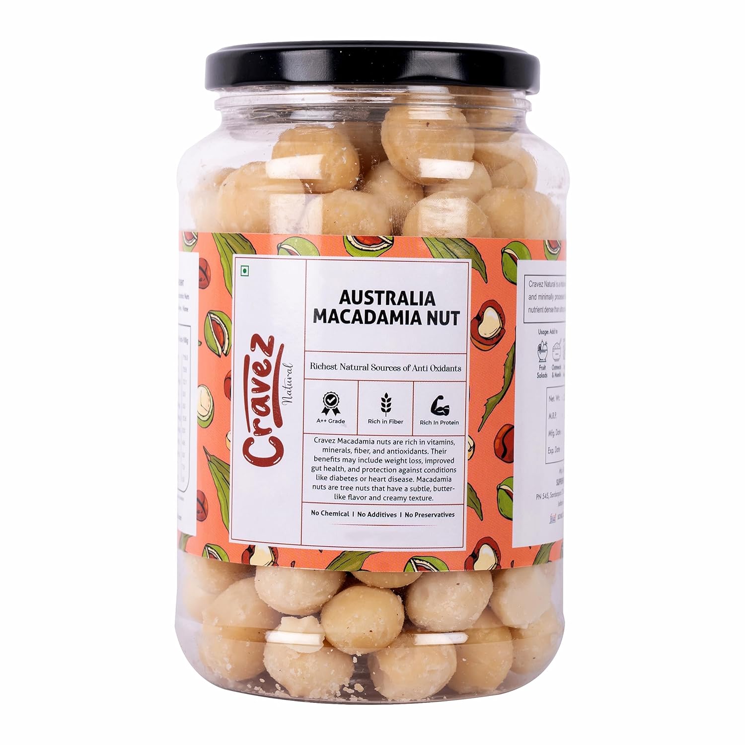 Cravez Exotic Macadamia Nuts - 1000 Gram (Grade A ++ Nuts, Premium ...
