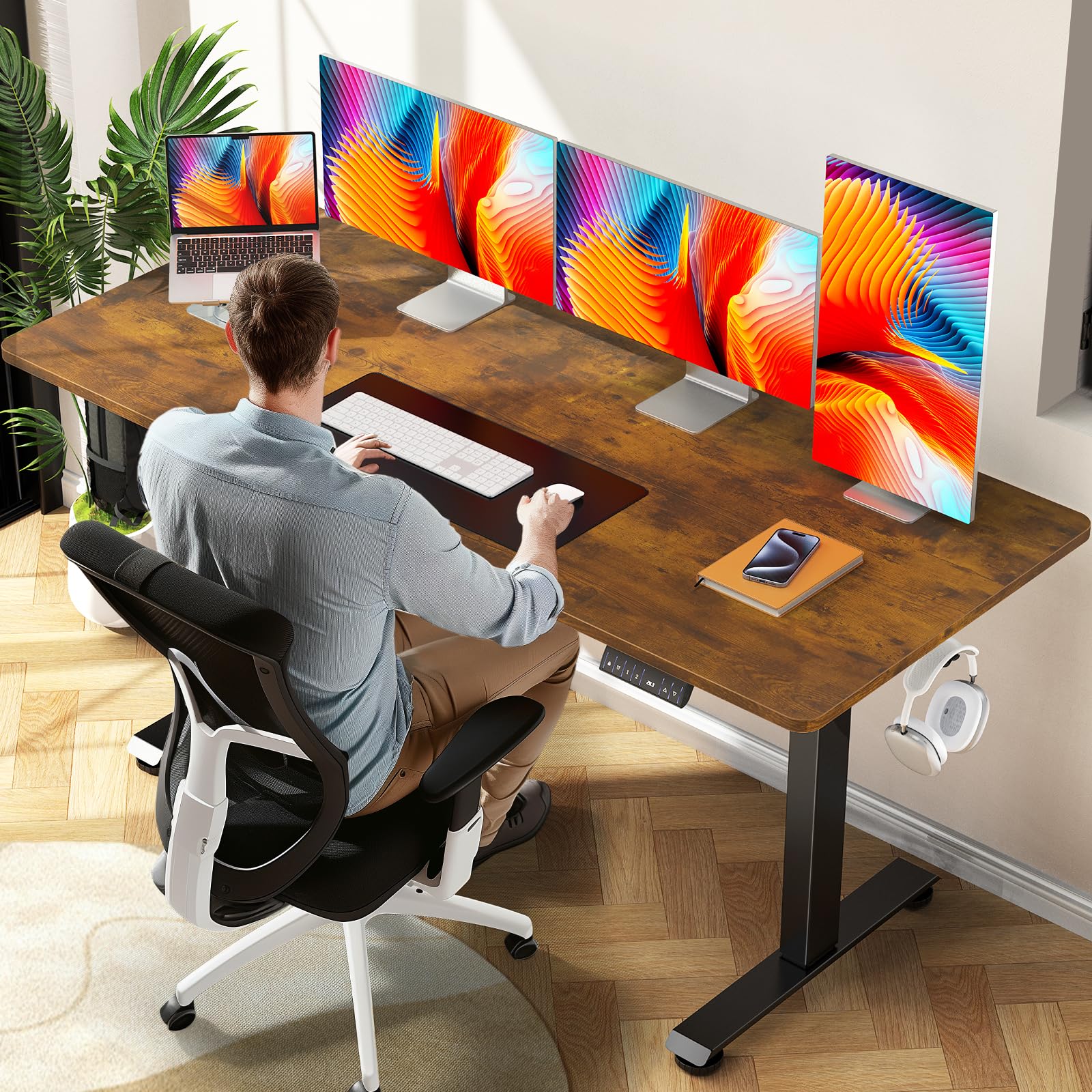 Amazon.com: Veken 63 Inch Electric Standing Desk, Height Adjustable Sit ...