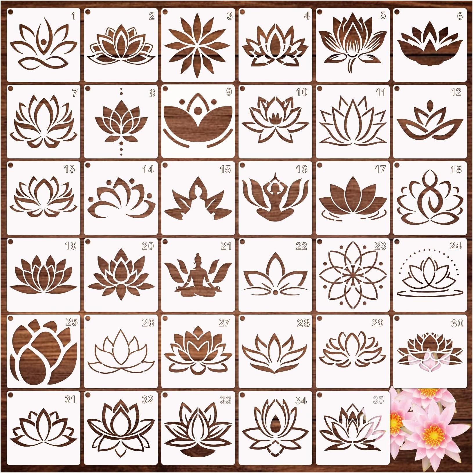 Amazon.com : Lotus Flower Stencil - Nature Stencil, Egyptian Stencil ...