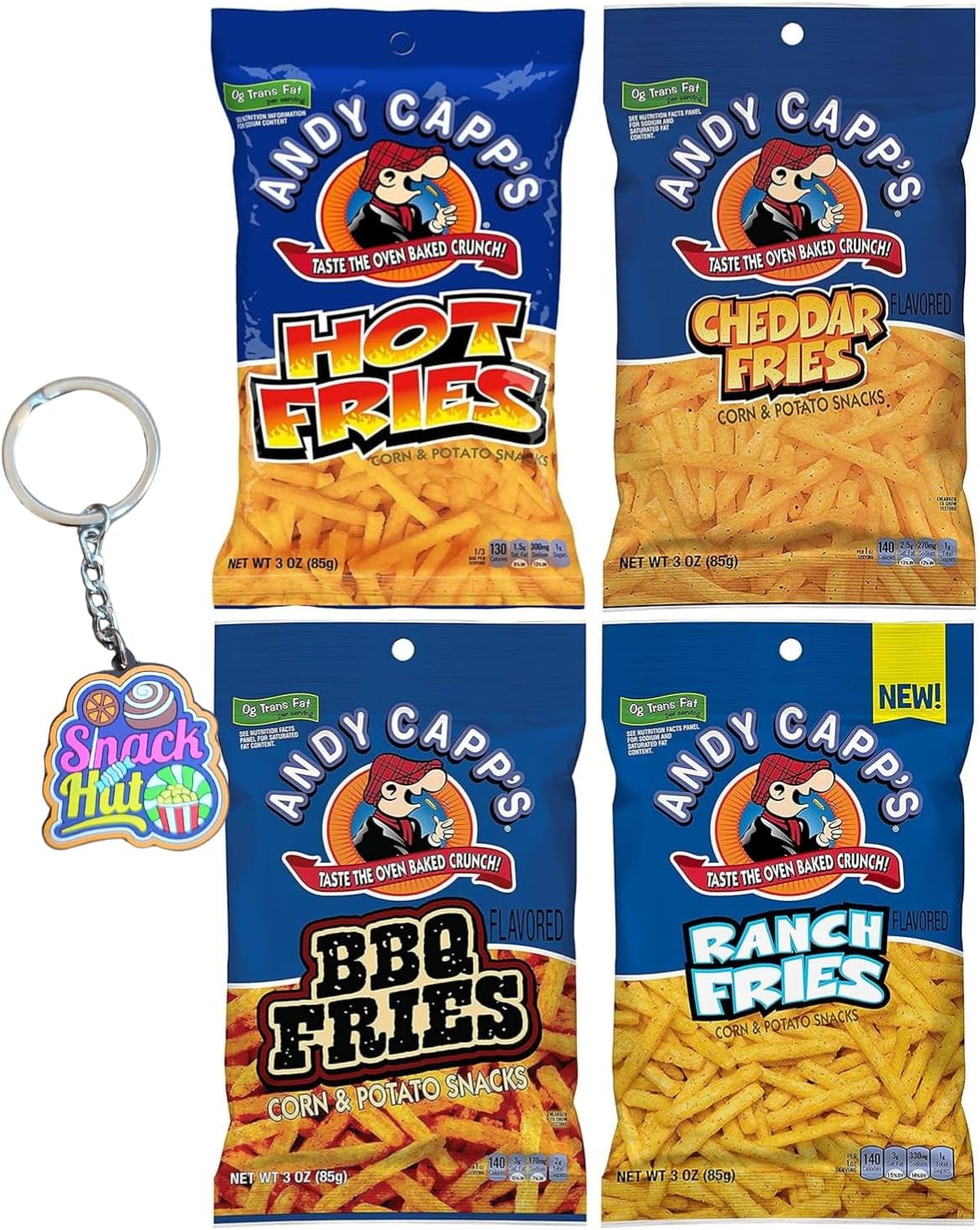 Amazon.com: Snack Hut Presents 4 Pack Bundle, Andy Capp Hot Fries, Andy ...
