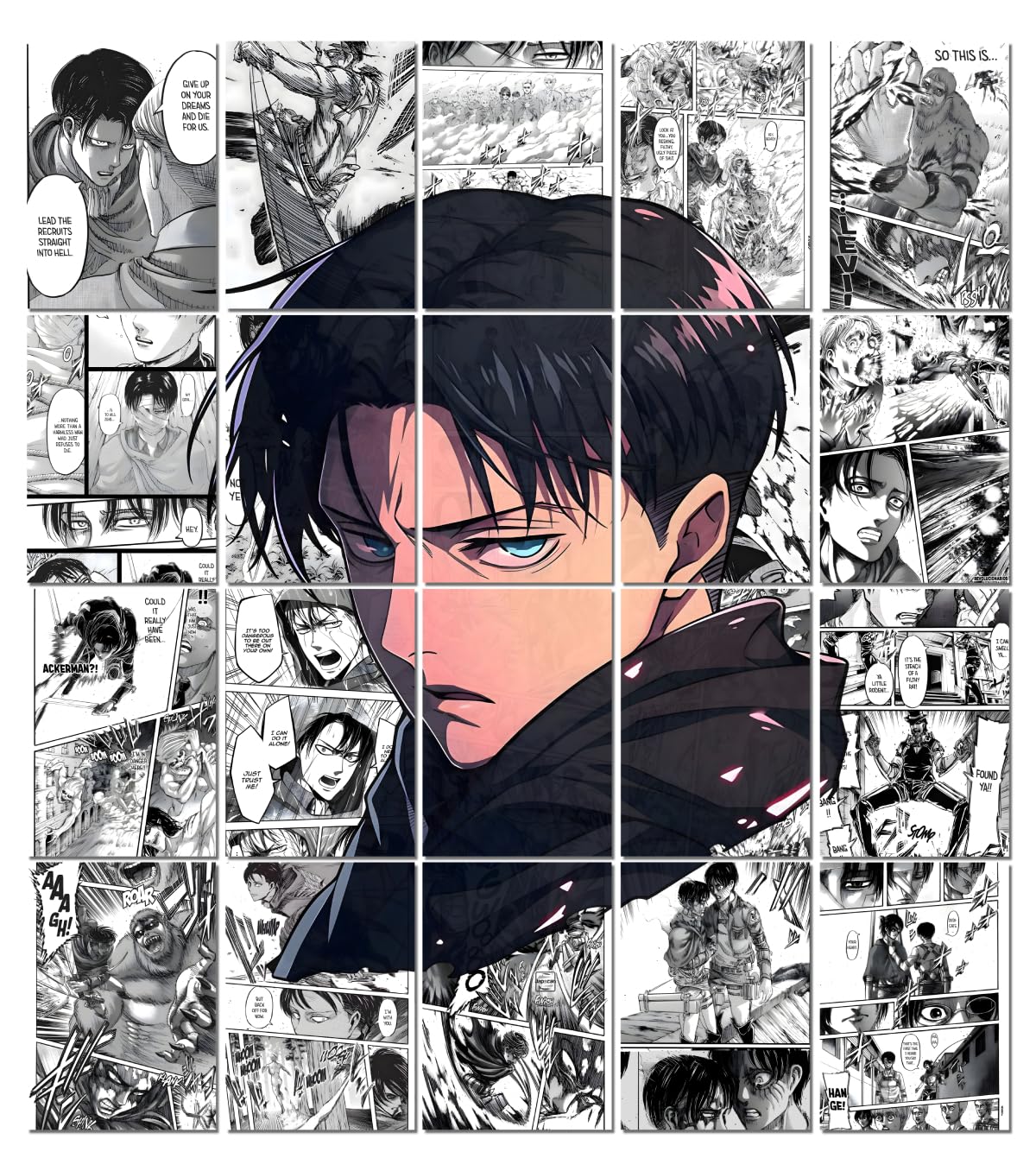 Moment Prints Levi Manga Collage Poster Set - Set of 20, 210 mm x 297 ...