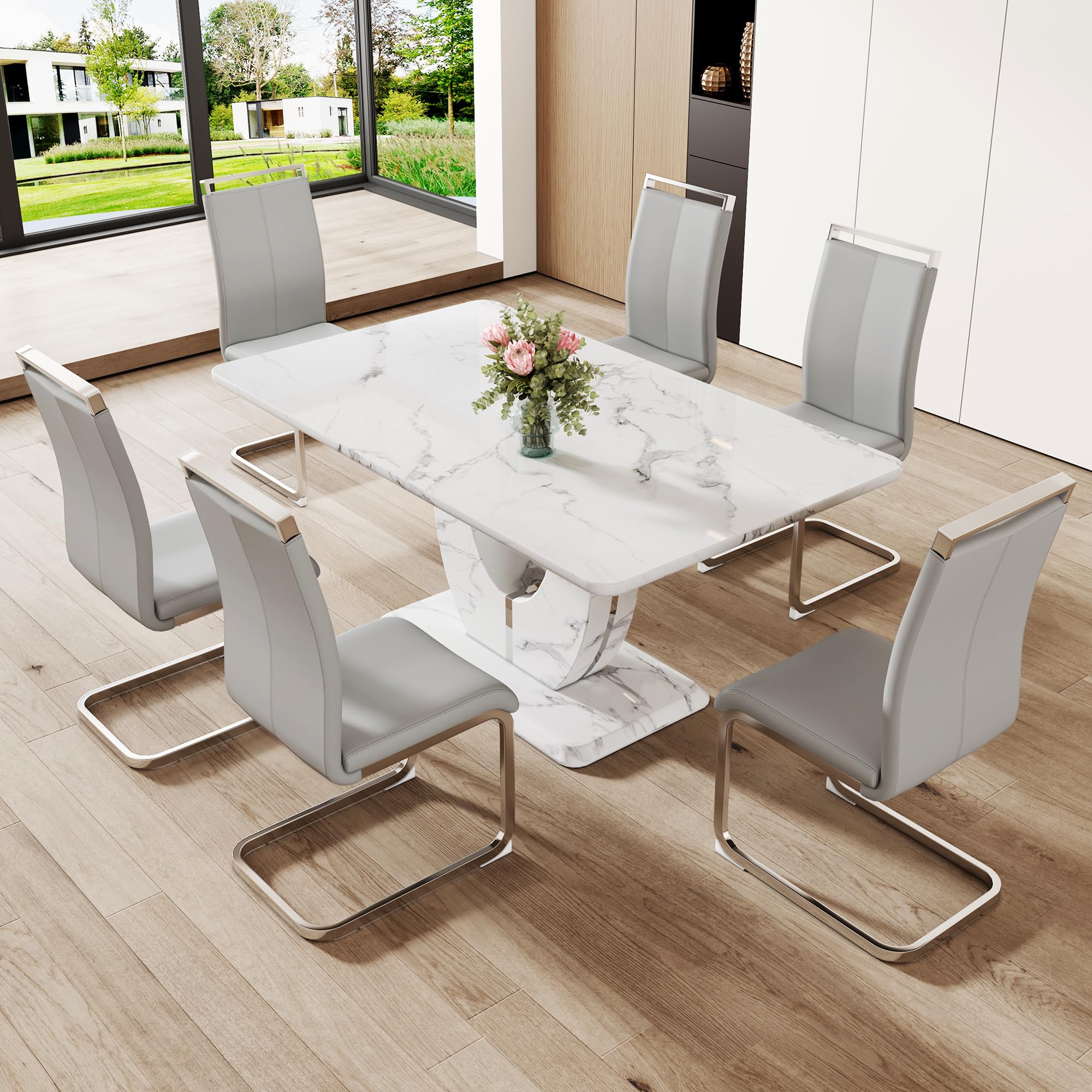 Amazon.com - Btikita Dining Table Set for 6, Kitchen Table Chairs Set ...