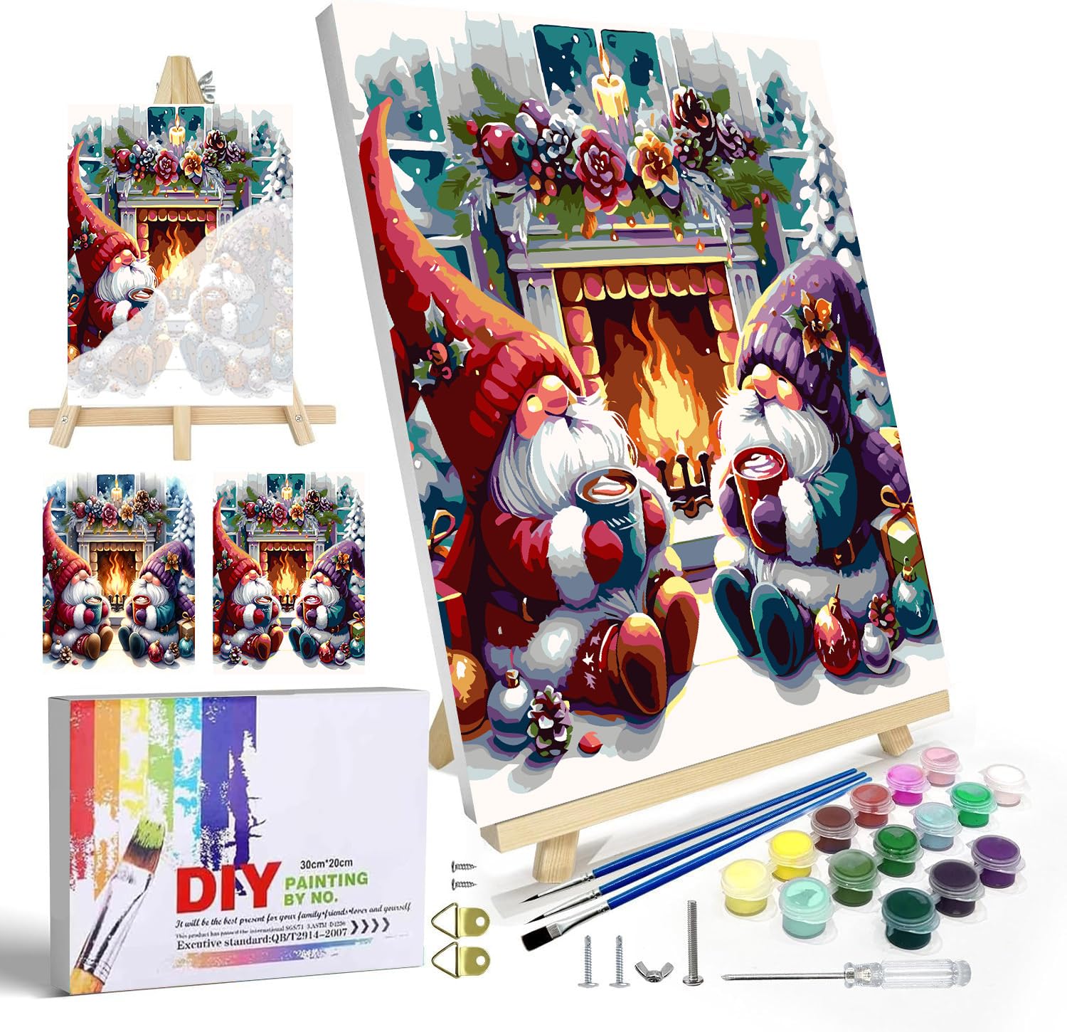 Amazon.com: Christmas Gnome Paint by Numbers Kit for Adults with Framed ...