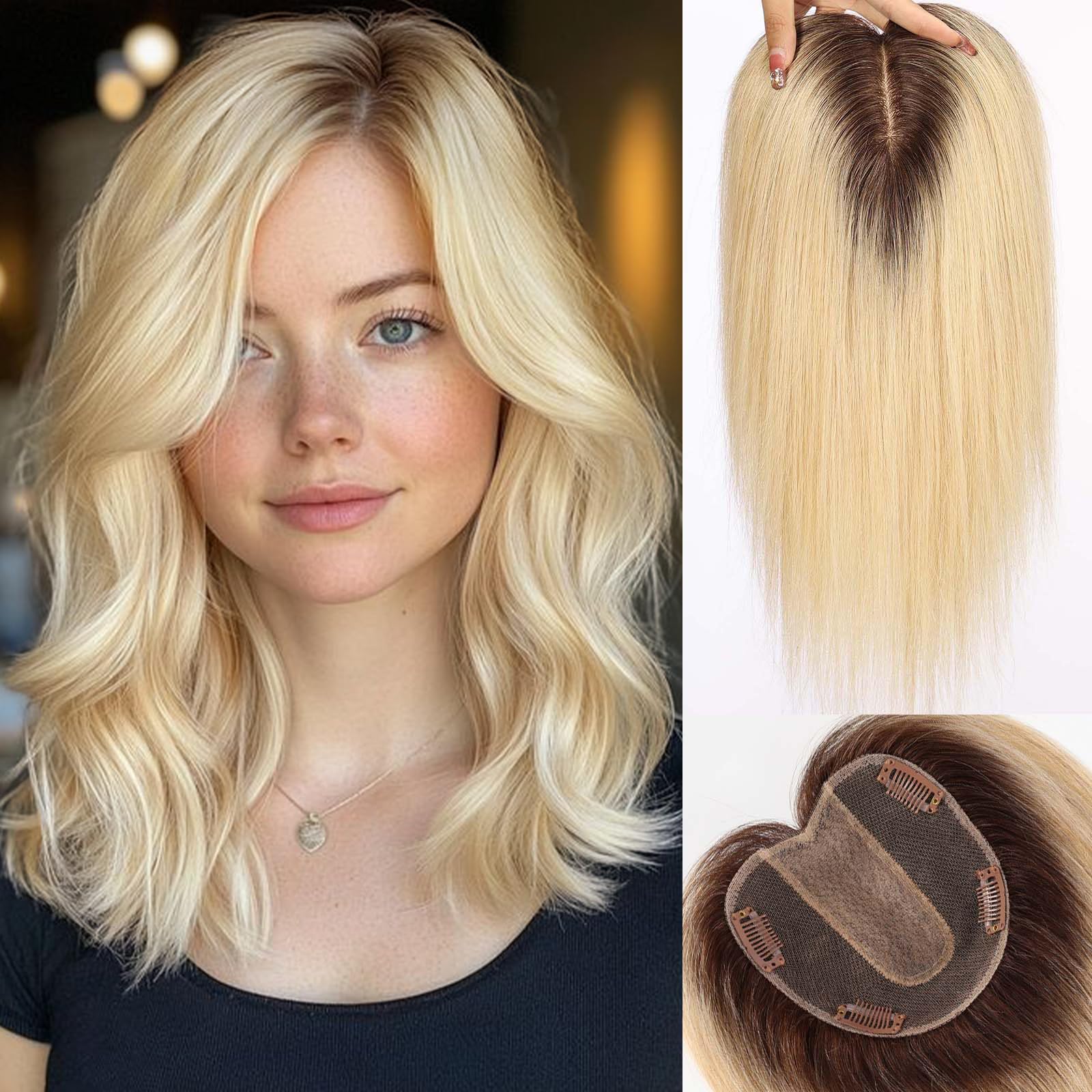 Amazon.com : starluck 5x5 inch Lage Silk Base 14 Inch Real Human Hair ...