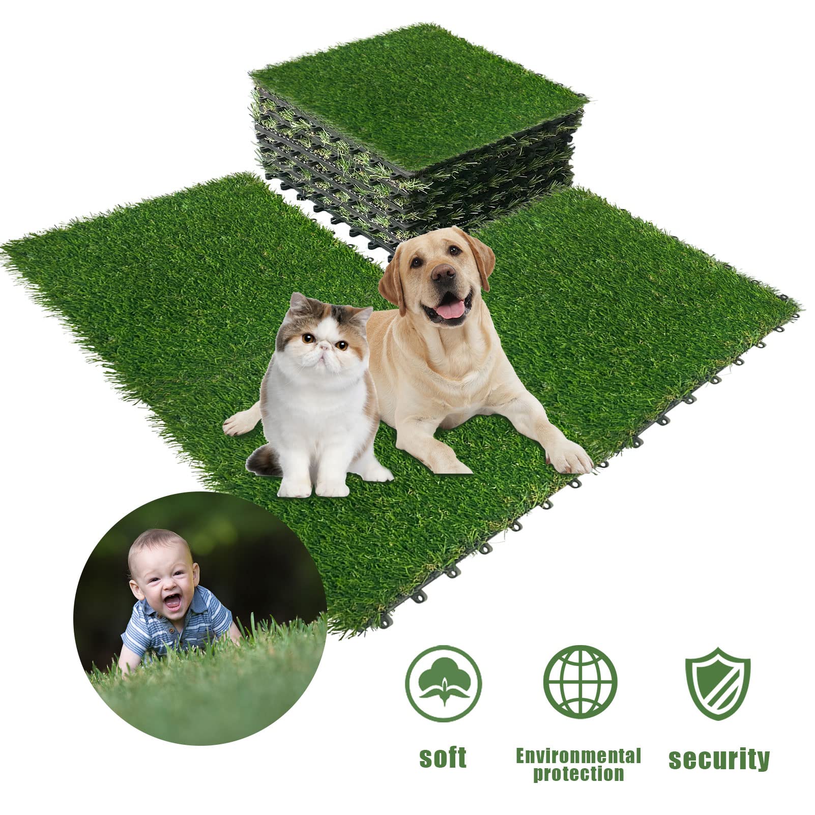 LVBAO 9PCS Interlocking Artificial Turf Deck Tiles Astro Turf Mat 12" X ...
