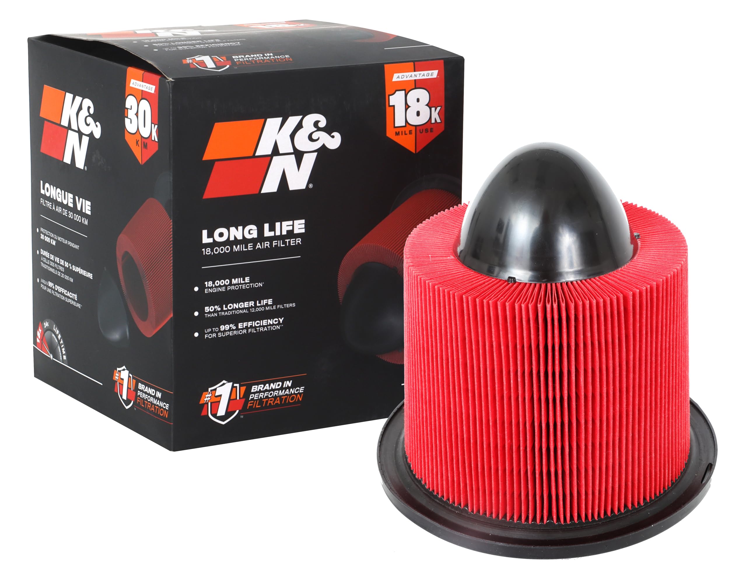 Amazon.com: K&N Engine Air Filter: Long Life 18,000 Mile Replacement ...