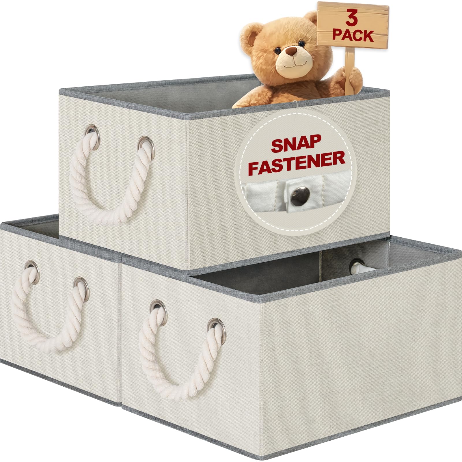 Amazon.com - Extra Large Fabric Storage Bins for Shelves with Handles 3 ...