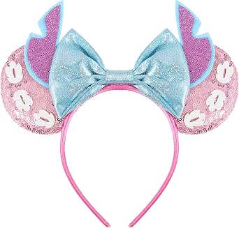 Amazon.com: Women's Blue Ears Headband with Bow, Sequin Mouse Costume ...