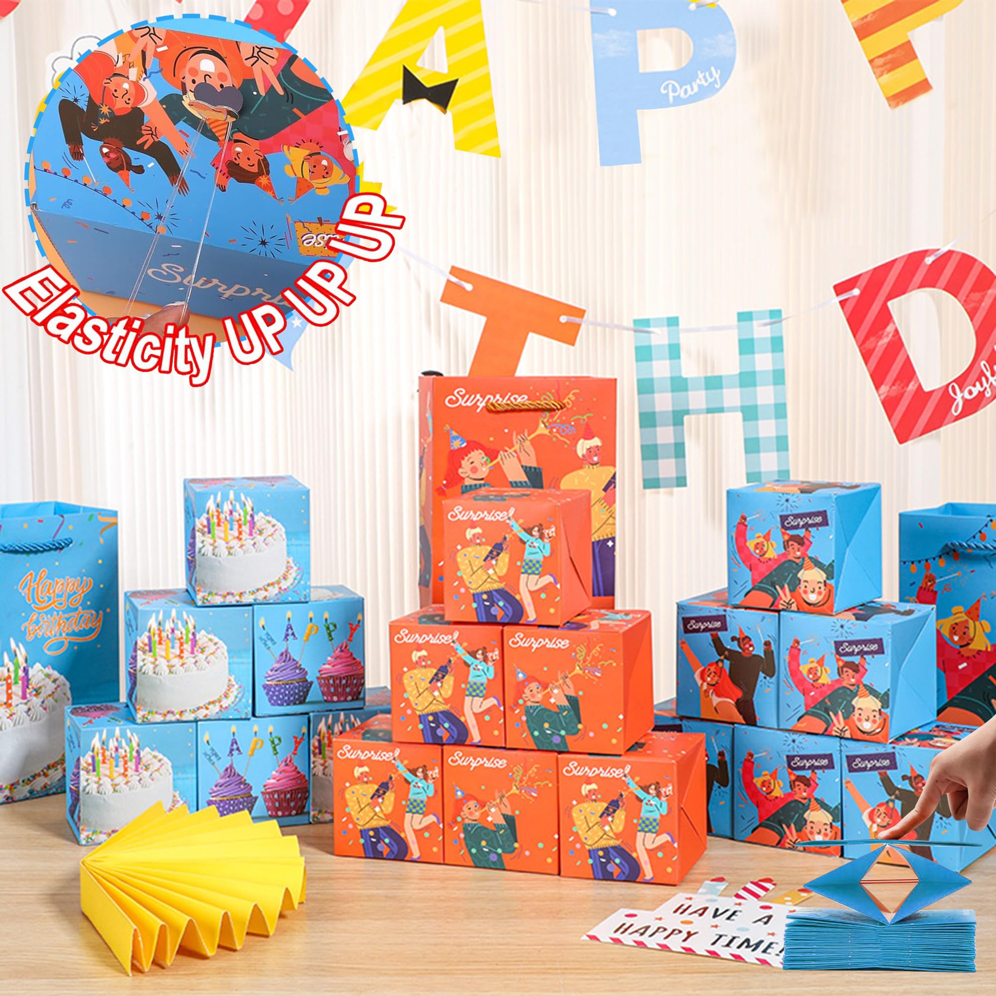 Snapklik.com : Blue Birthday Box Gift Box, Folding Bouncing Red ...