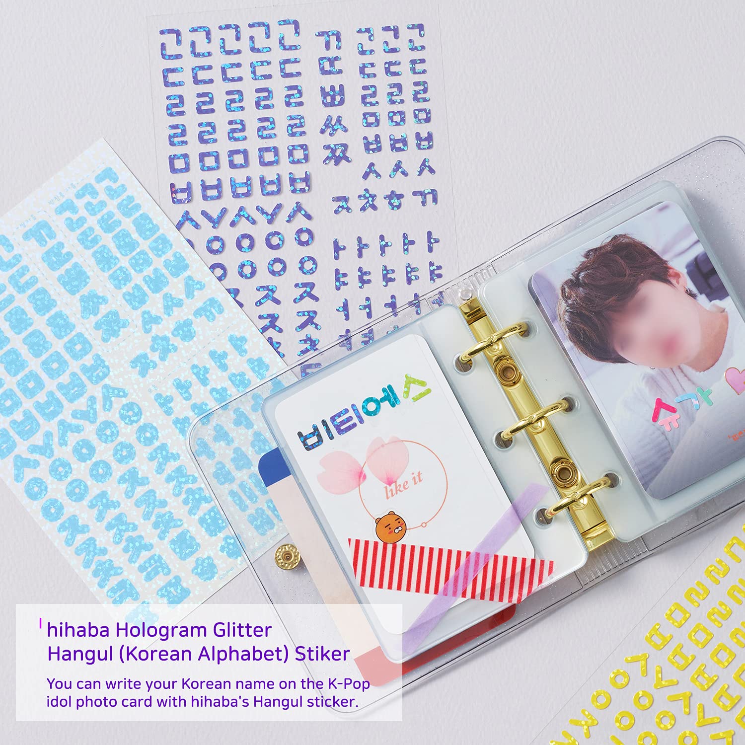 Snapklik.com : Hihaba Hologram Glitter Hangul Korean Alphabet Sticker ...