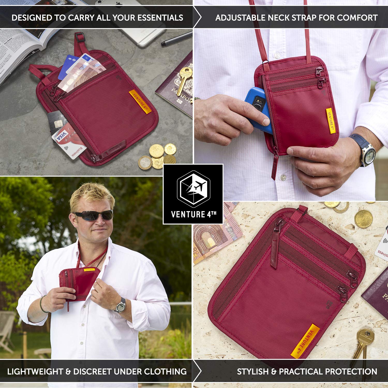 Security Travel Wallet Travel Neck Wallet With RFID Blocking - Passport ...