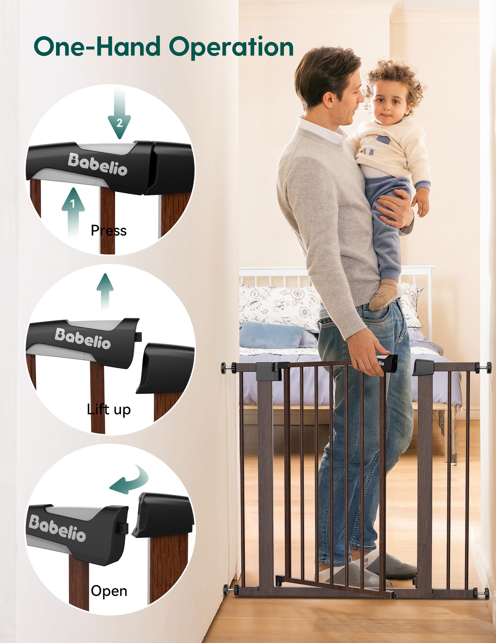 Snapklik.com : Babelio Metal Auto Close Baby Gate PressGuard, 29"-55 ...