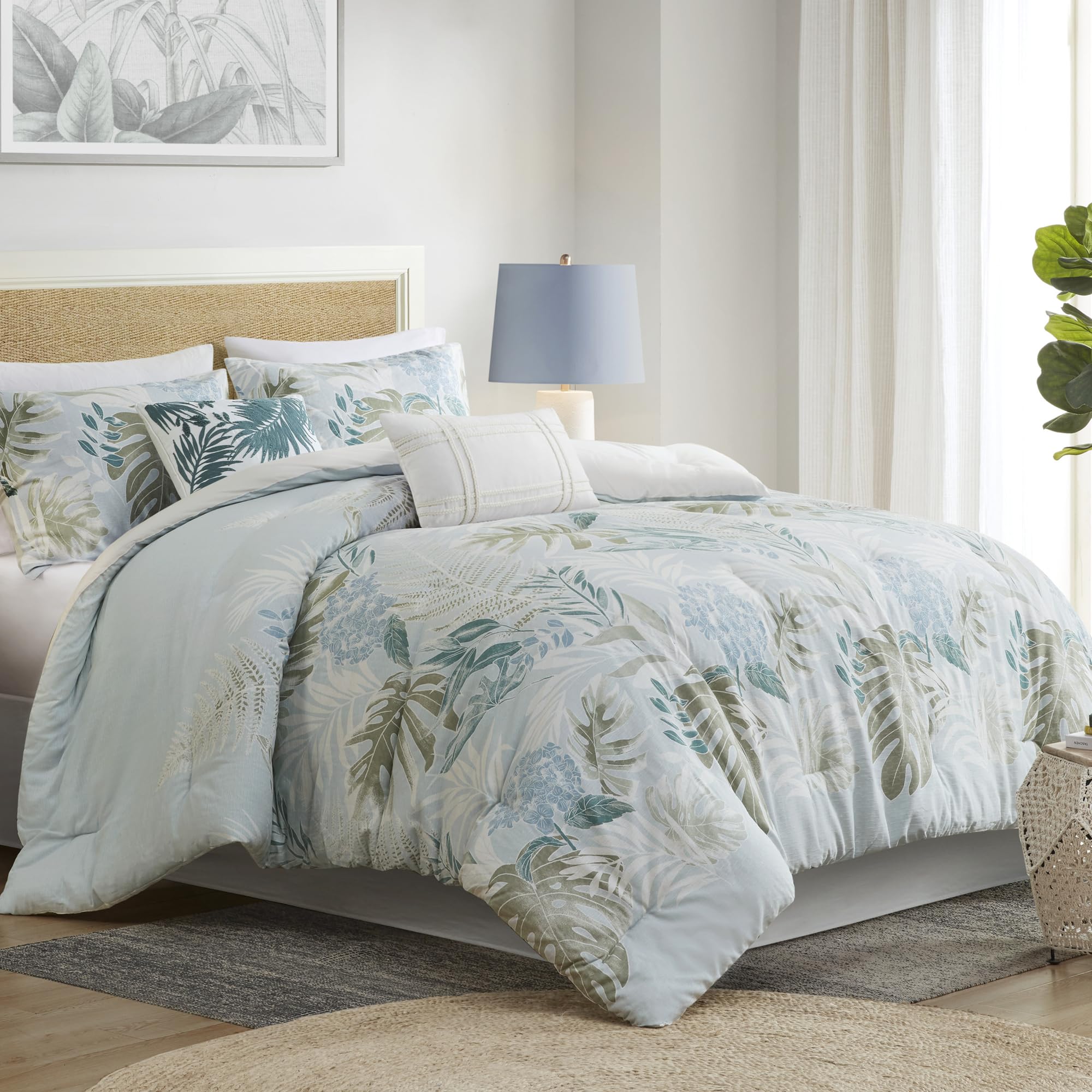 Amazon.com: Harbor House King Comforter Set, Tropical Palm Print, Soft ...