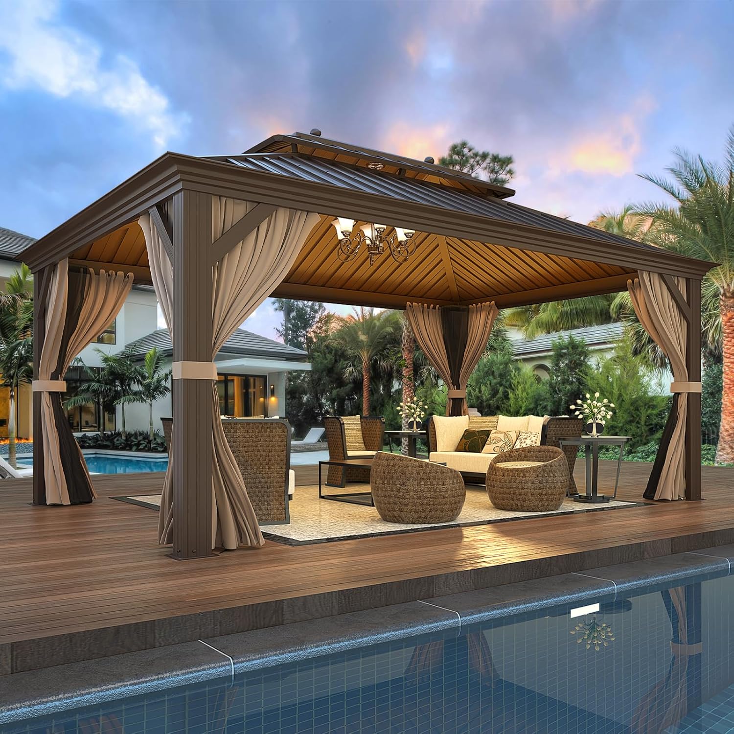 Amazon.com : EROMMY 12' X 16' gazebos on Clearance, Hardtop Gazebo ...