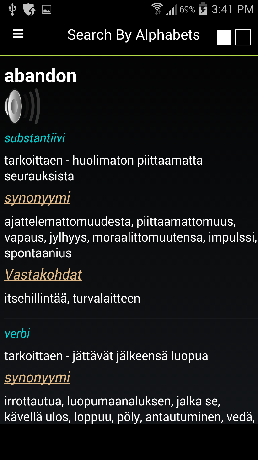 Offline Finnish Dictionary - App on Amazon Appstore