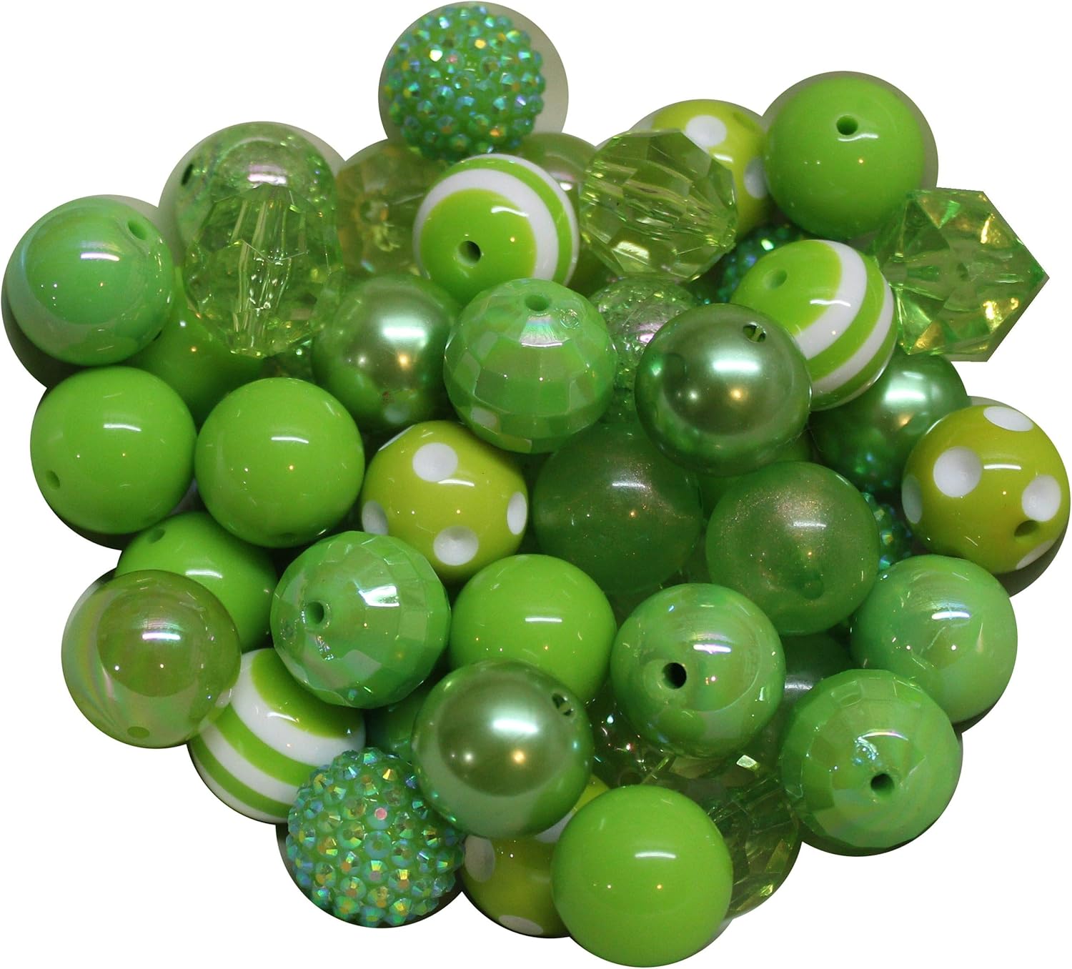 Amazon.com: 20mm Bulk Mix of 52 Lime Green Chunky Bubblegum Beads 11 ...