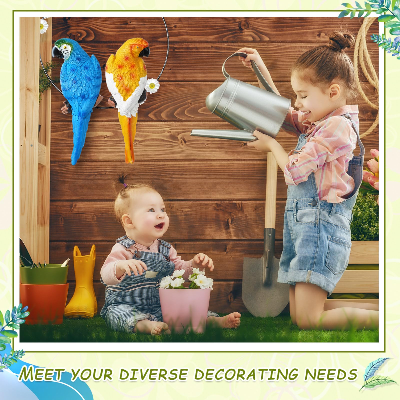 2 Pieces Parrot Decor Outdoor Tiki Bar Decorations Large Realistic ...