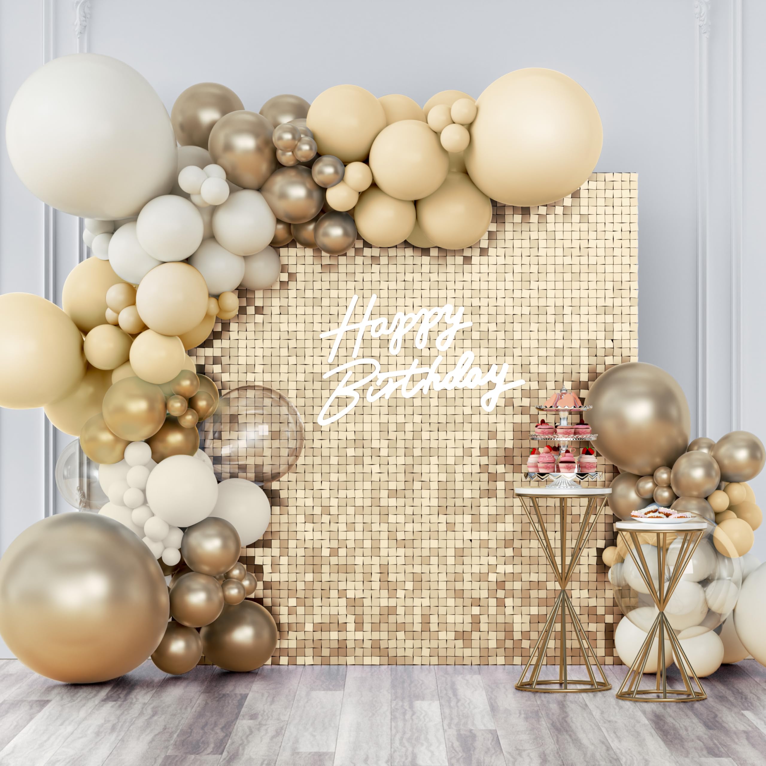 Amazon.com : Shimmer Wall Backdrop Champagne Gold Square Sequin Wall ...
