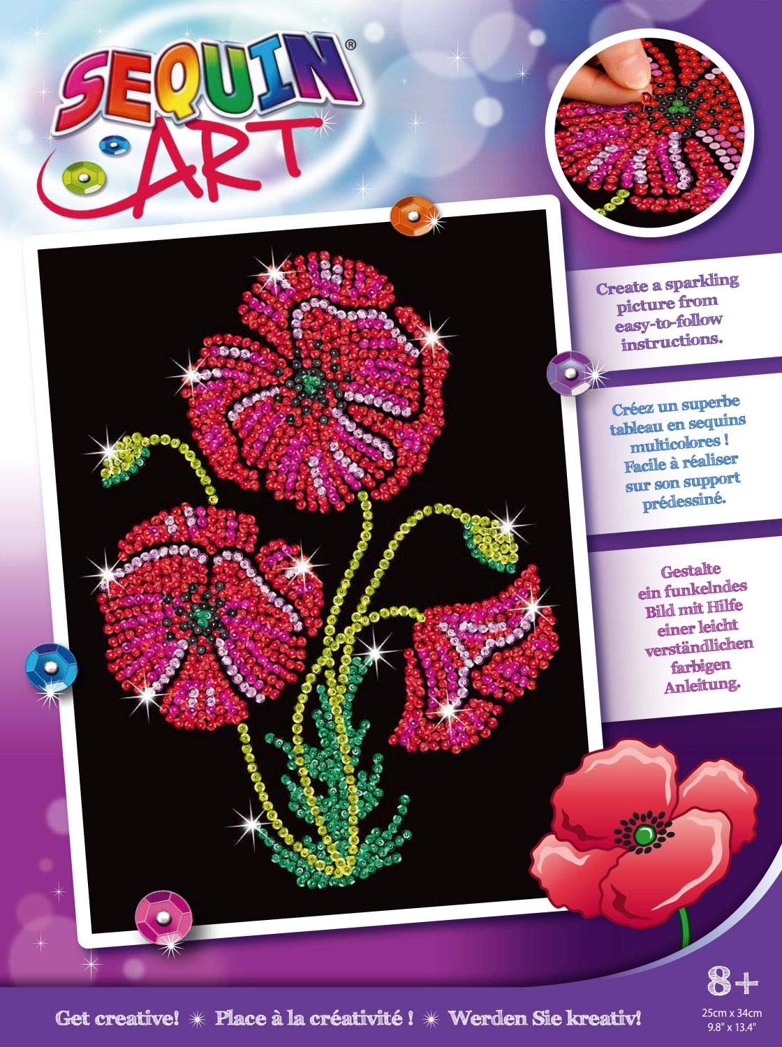 Amazon.com: Sequin Art Purple Poppies, Sparkling Arts and Crafts Kit ...