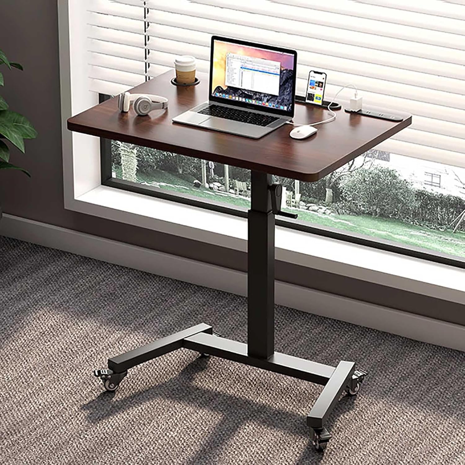 Amazon.com: 29.5" Height Adjustable Rolling Desk, Mobile Standing Desk ...