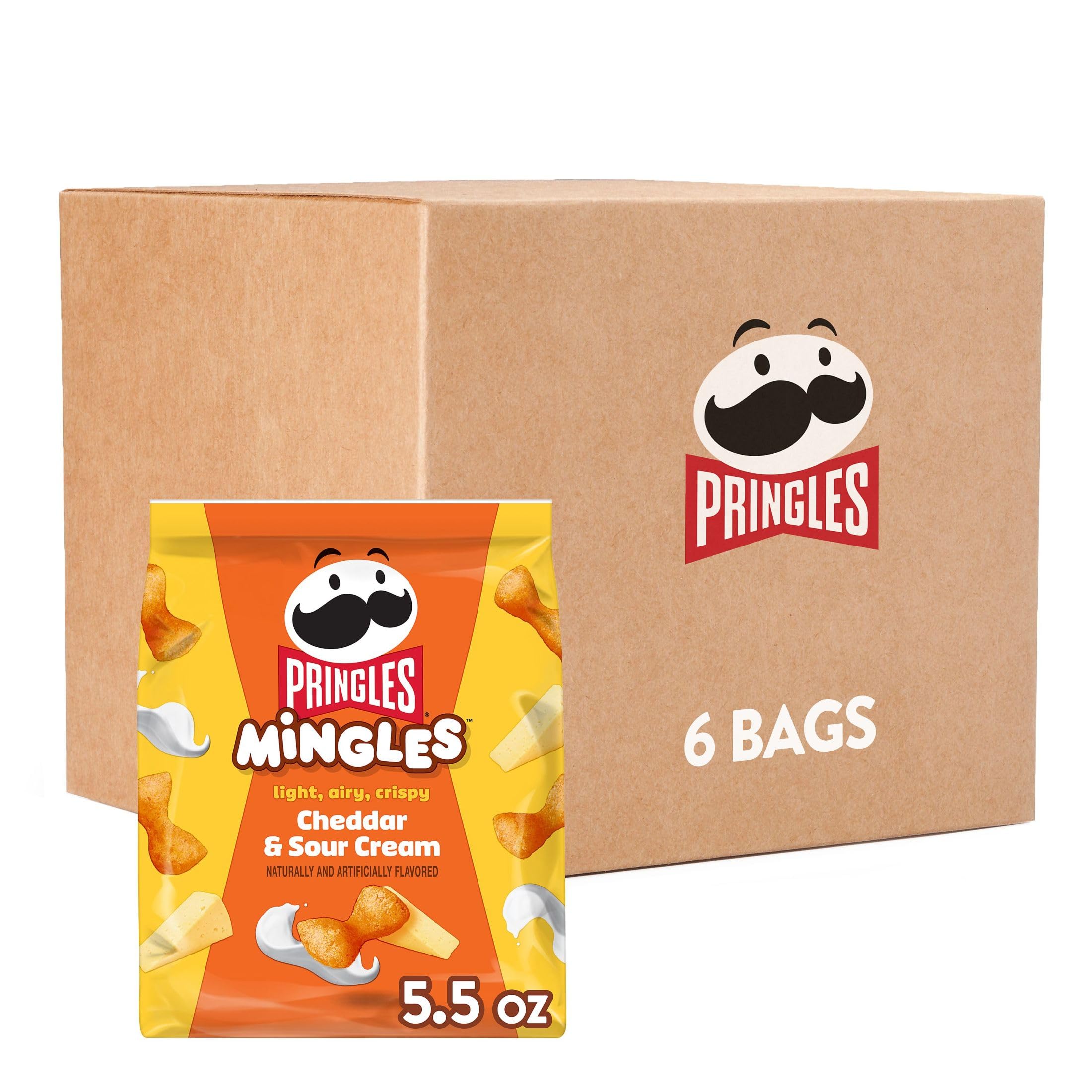 Amazon.com: Pringles Mingles Puffed Snacks, Cheddar and Sour Cream ...