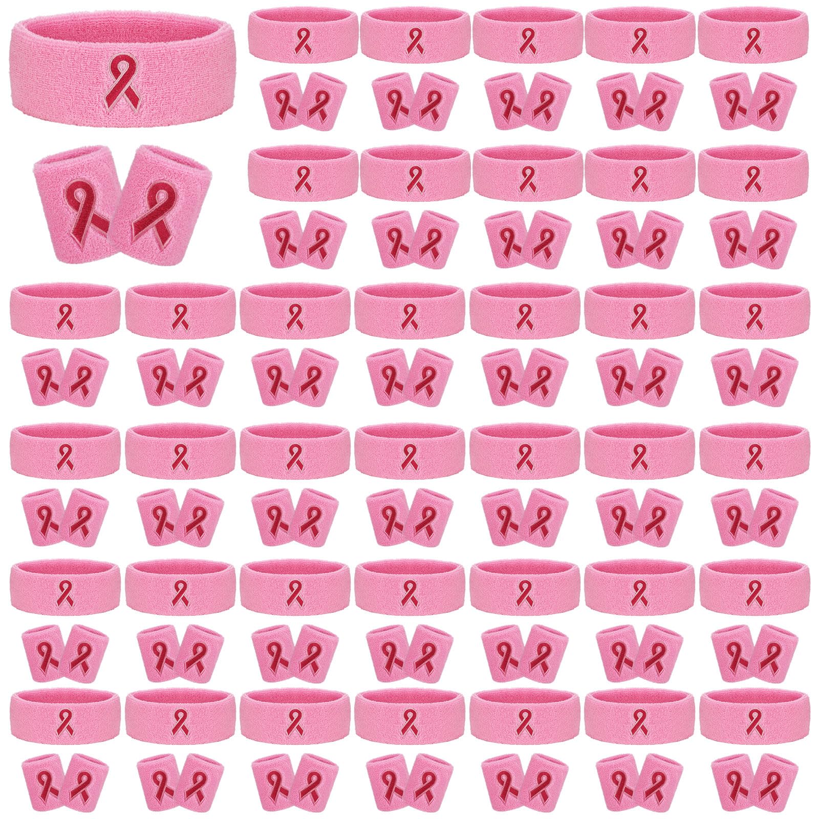 Panitay 180 Pcs Breast Cancer Awareness Pink Ribbon Football Wristbands ...