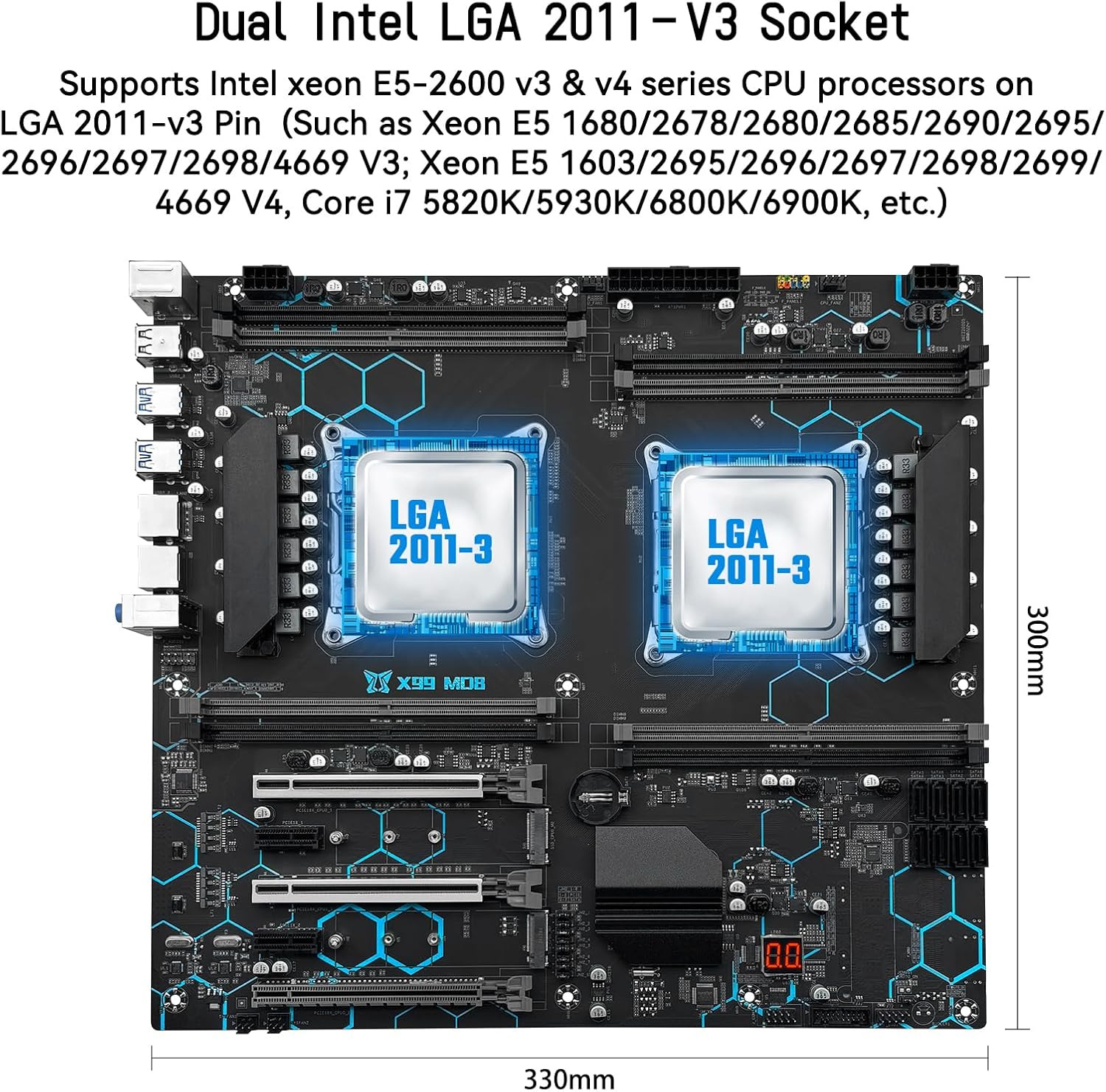 X99 Dual Socket Motherboard LGA 2011-3 Support DDR4, MAX 256GB, NVMe ...